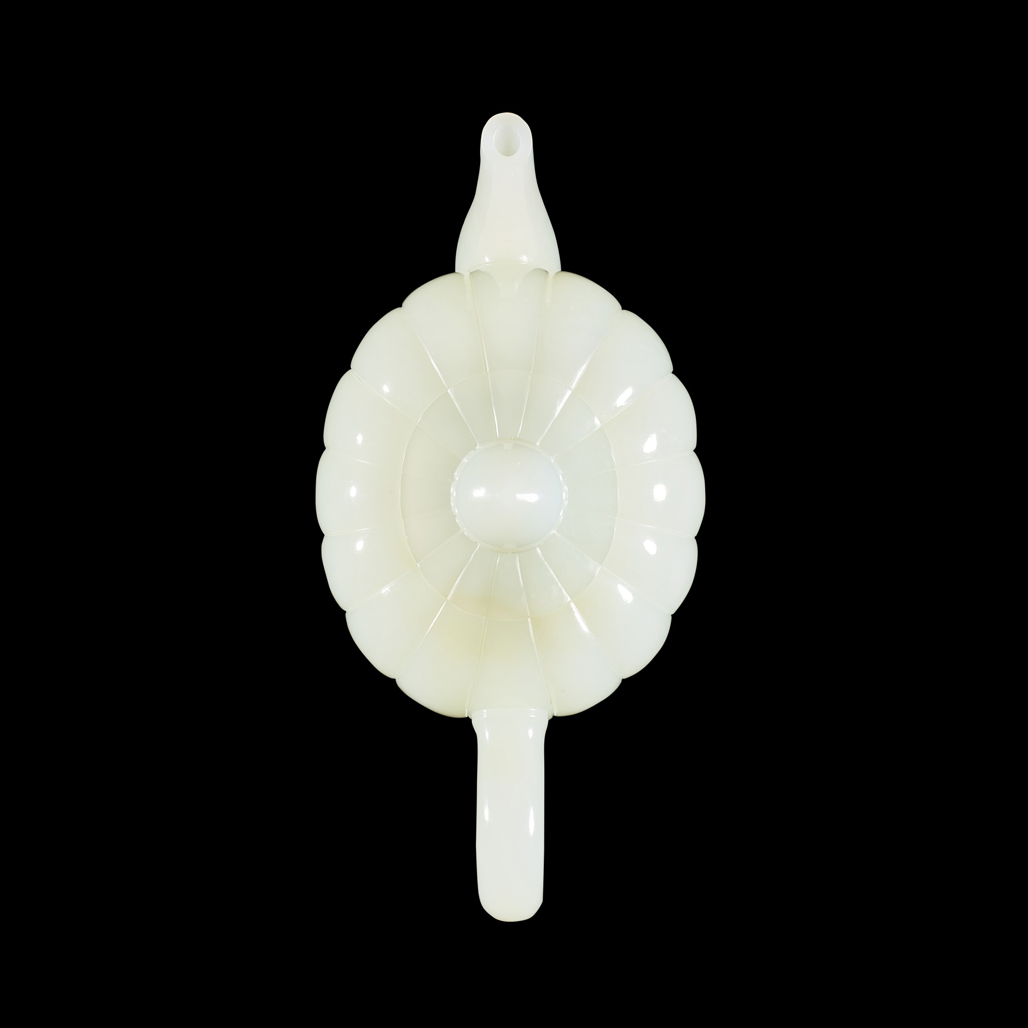 A superbly carved and exceedingly fine white jade 'lotus' fluted teapot ...