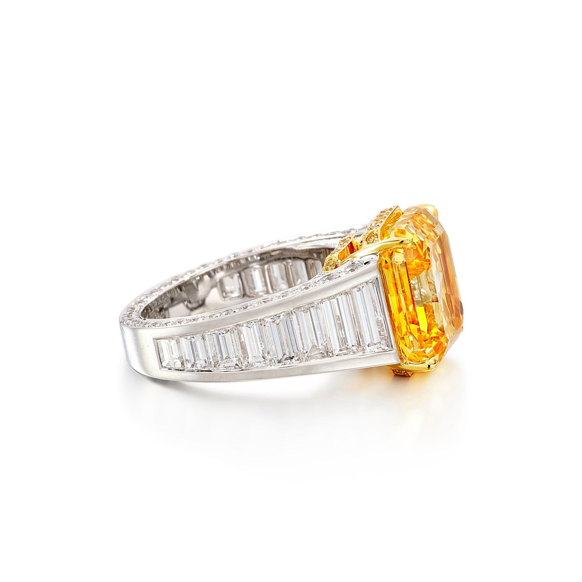 Fancy Vivid Orange-Yellow Diamond and Diamond Ring | Ronald Abram | 8. ...
