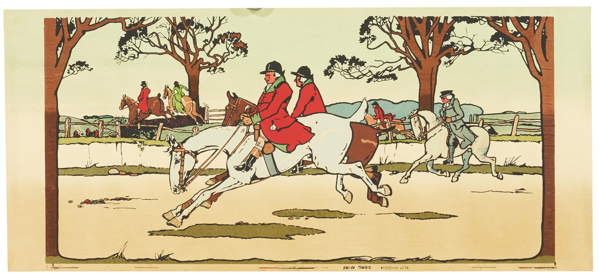 'THE HUNTING FRIEZE'; FOUR EDWARDIAN WALLPAPER PANELS, ARTHUR SANDERSON ...