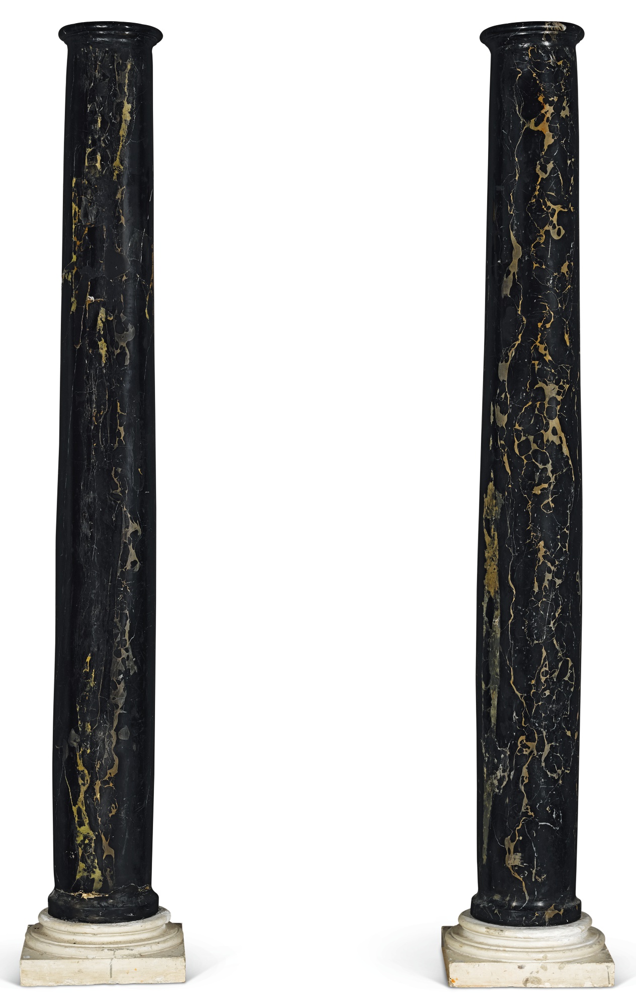A PAIR OF ITALIAN PORTORO MARBLE COLUMNS PROBABLY 19TH CENTURY | STONE ...