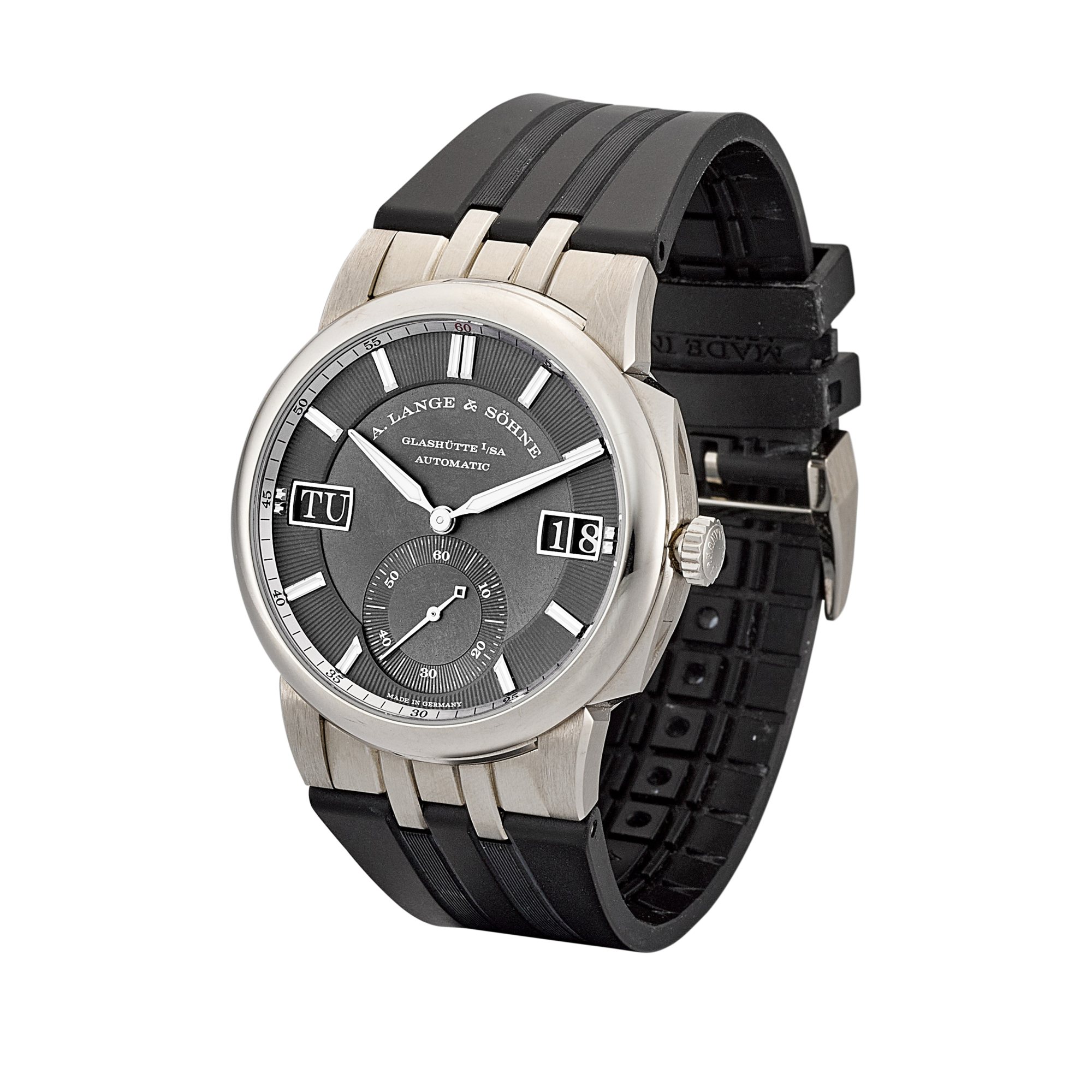 Odysseus, Reference 363.038 | A white gold wristwatch with day and ...