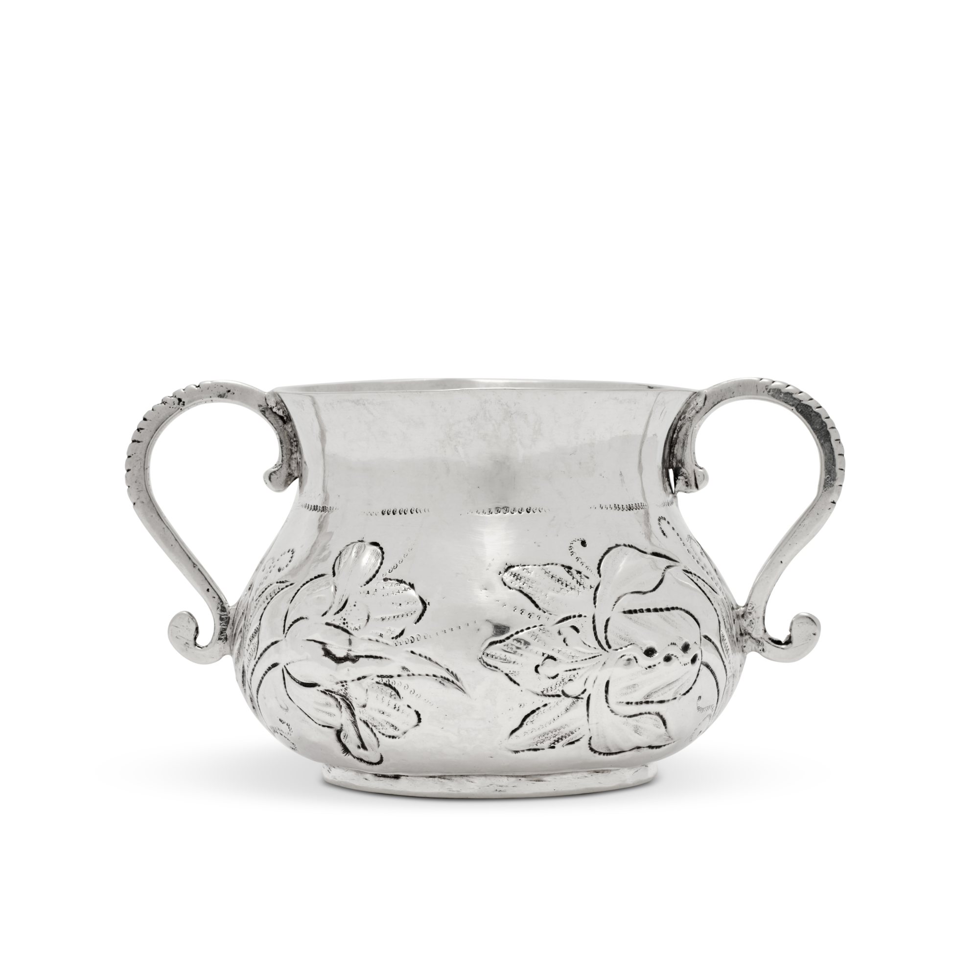 A Rare Charles II Provincial Silver Caudle Cup, Thomas Cory, Warminster ...