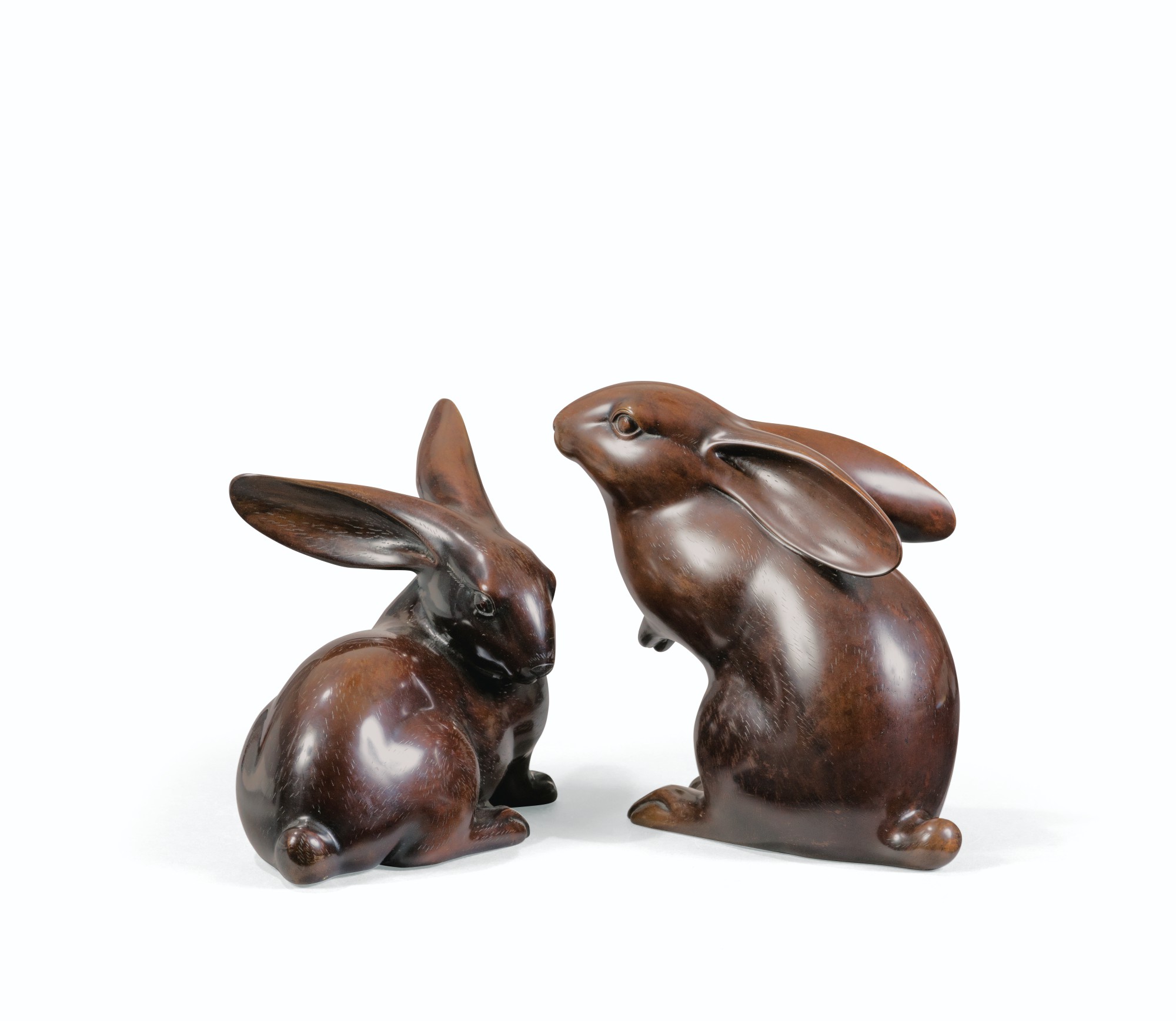 TWO BRONZE FIGURES OF RABBITS | DEUX STATUETTES DE LAPINS EN BRONZE ...