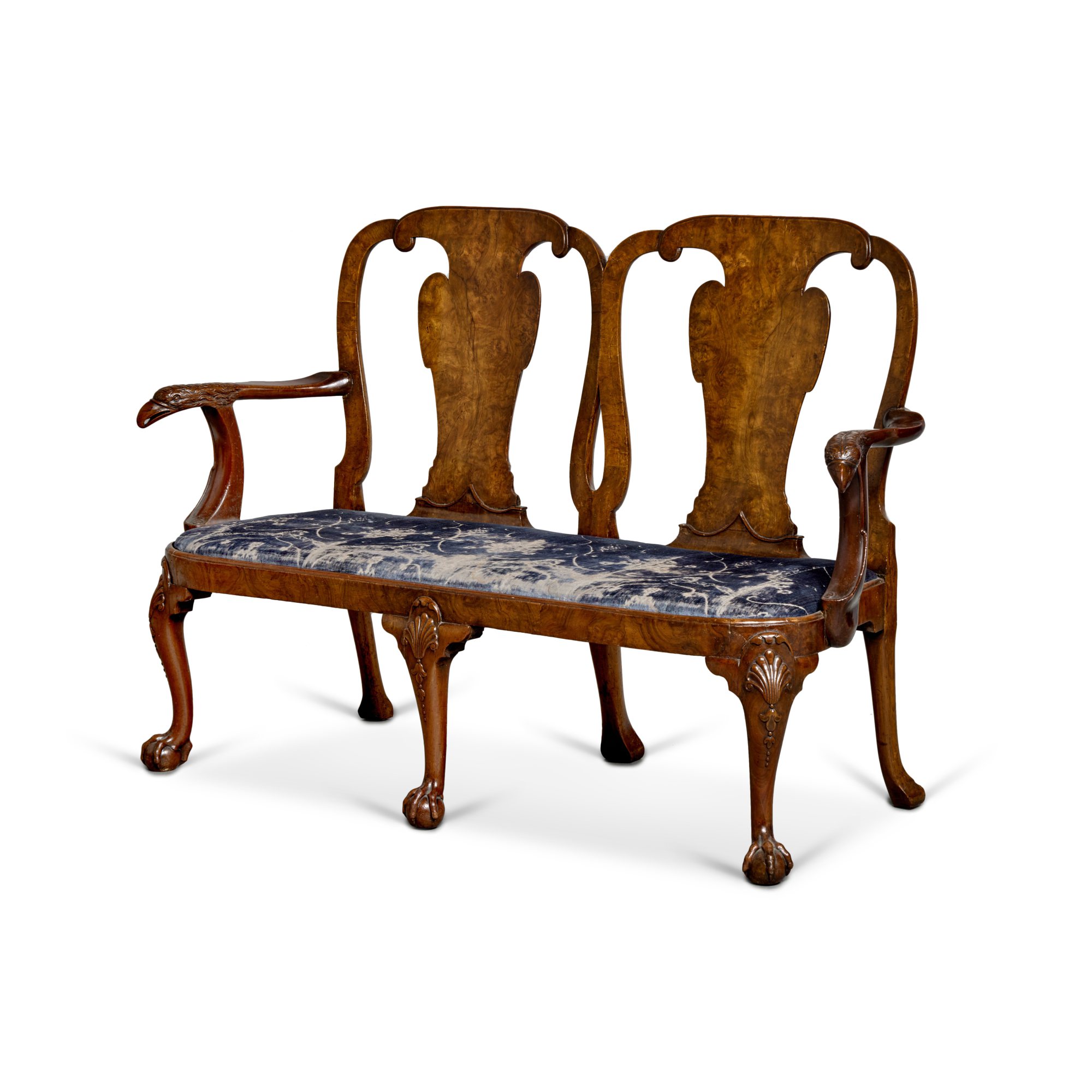 A George II Walnut Double-Chair-Back Settee, Attributed to Giles ...