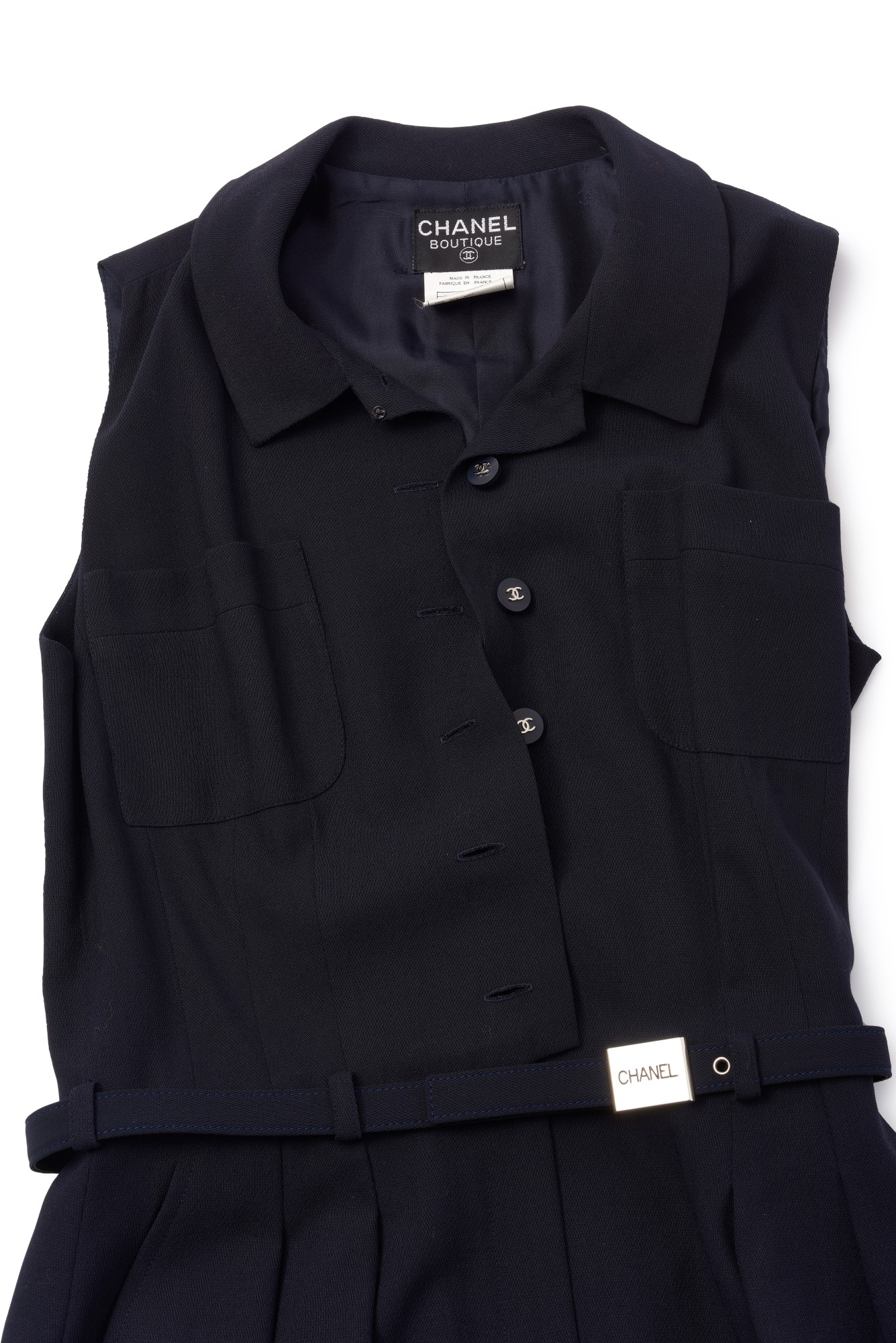 CHANEL | MIDNIGHT BLU WOOL BELTED SHIRT-DRESS | Chanel: Handbags and ...