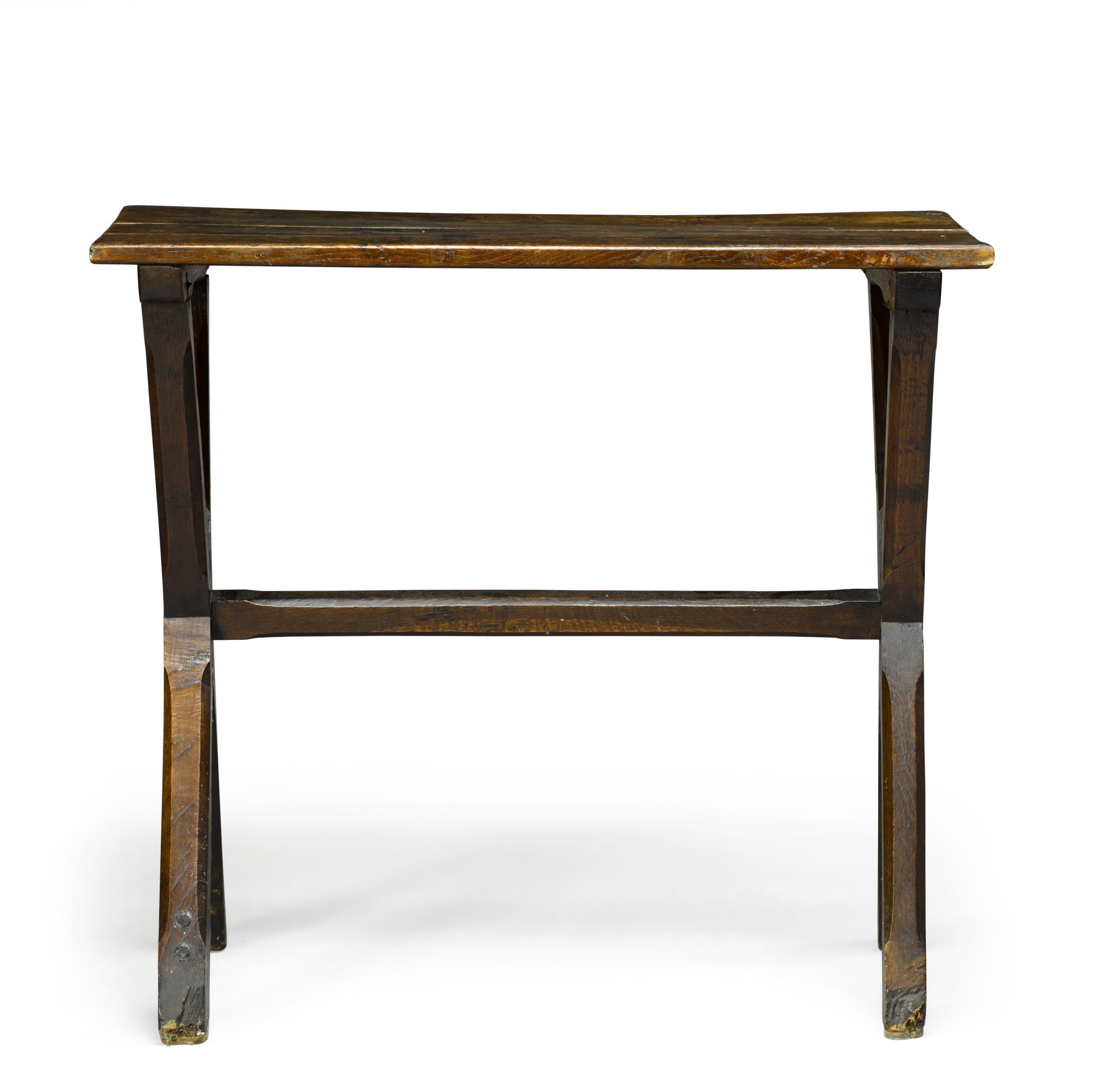 A Victorian oak X-frame trestle table, late 19th/early 20th century ...