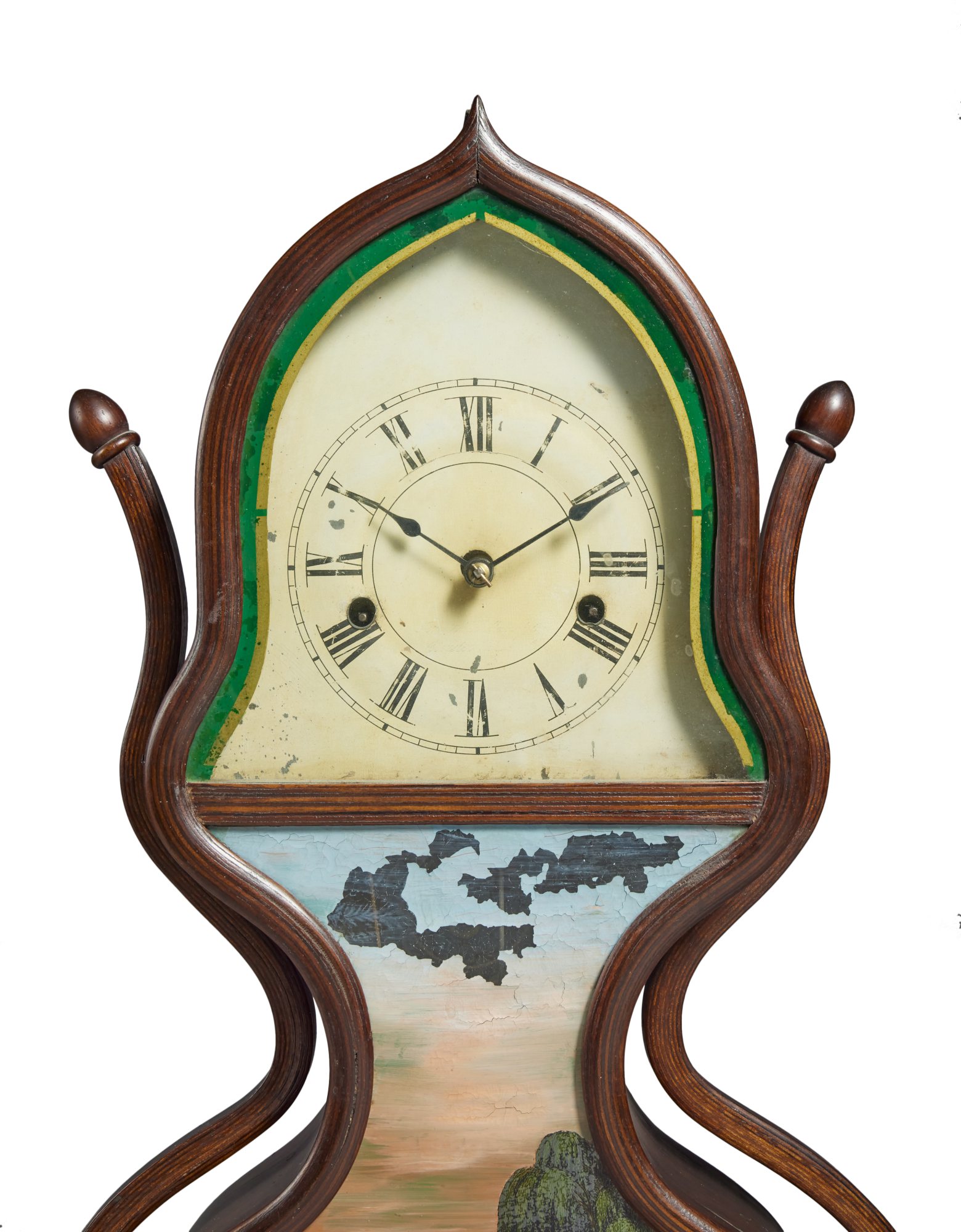 A Rare Federal Églomisé and Mahogany Acorn Shelf Clock, Forrestville ...