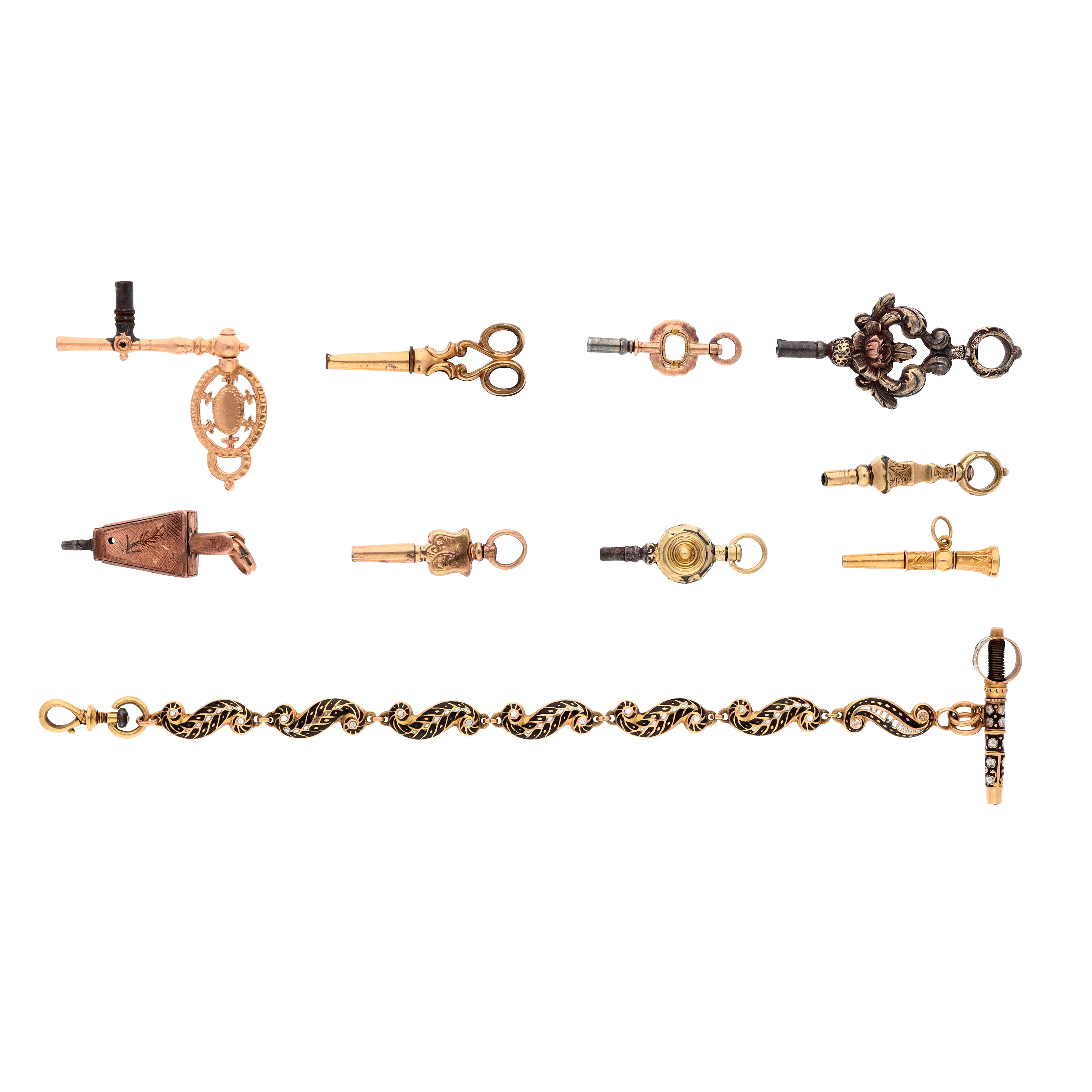 A collection of 8 groups of watch keys, approximately 83 in total of ...