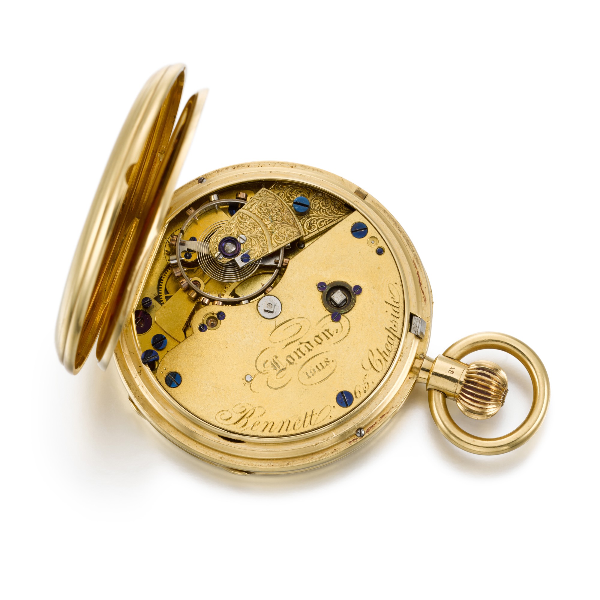 BENNETT, LONDON | A GOLD OPEN-FACED KEYLESS POCKET CHRONOMETER 1851, NO ...