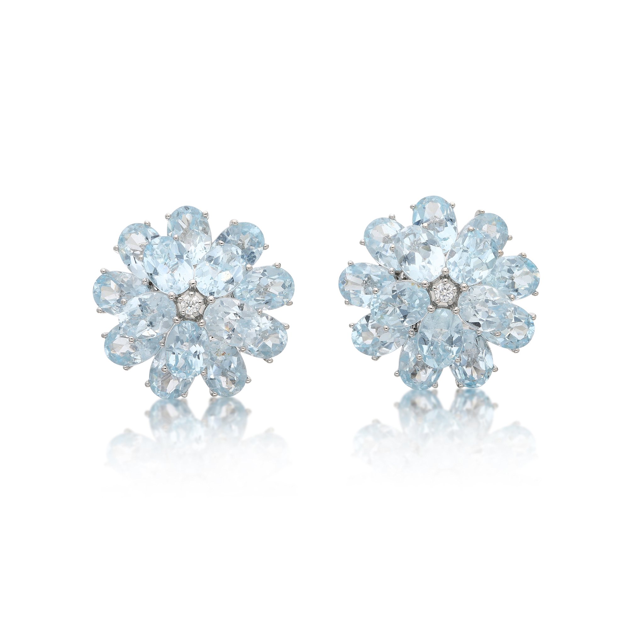 White Gold, Topaz And Diamond Flower Earclips Available For Immediate ...