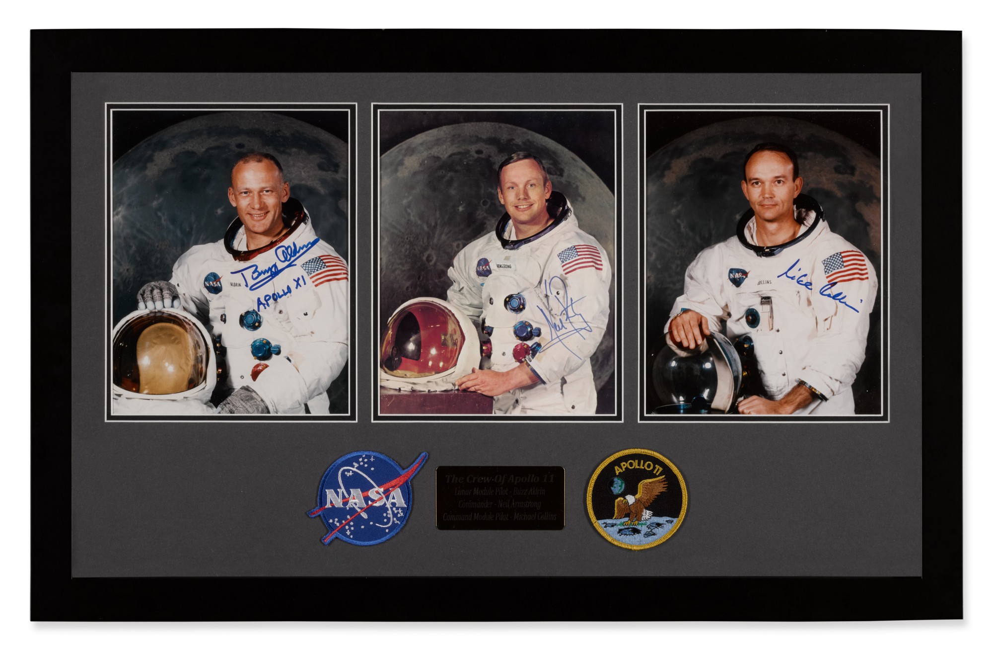 [Apollo 11] - Crew Presentation Triptych. Color photos signed by the ...