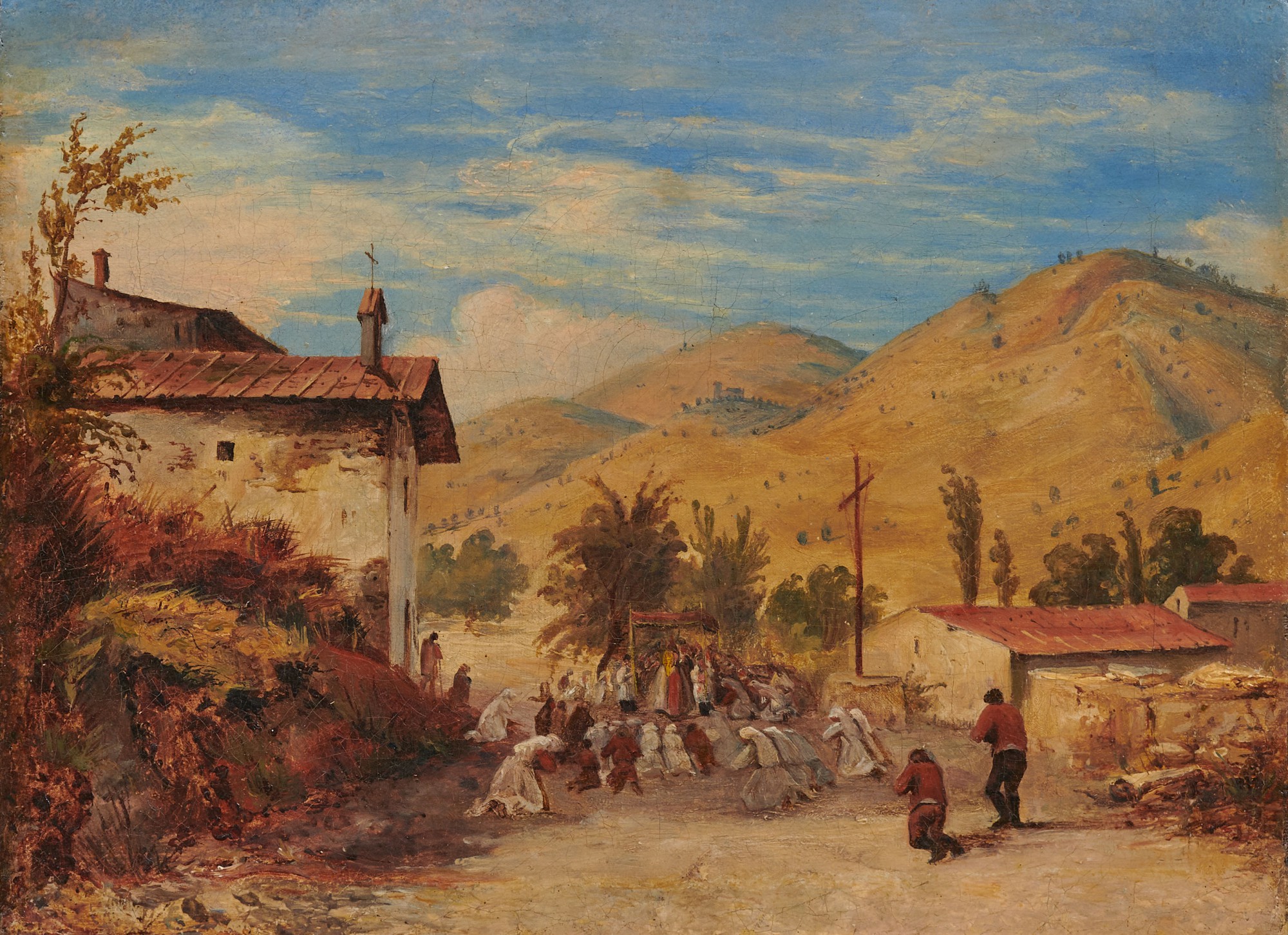 KARL BLECHEN | BERGLANDSCHAFT VON PIEDILUCO MIT PROZESSION | Swiss Made ...