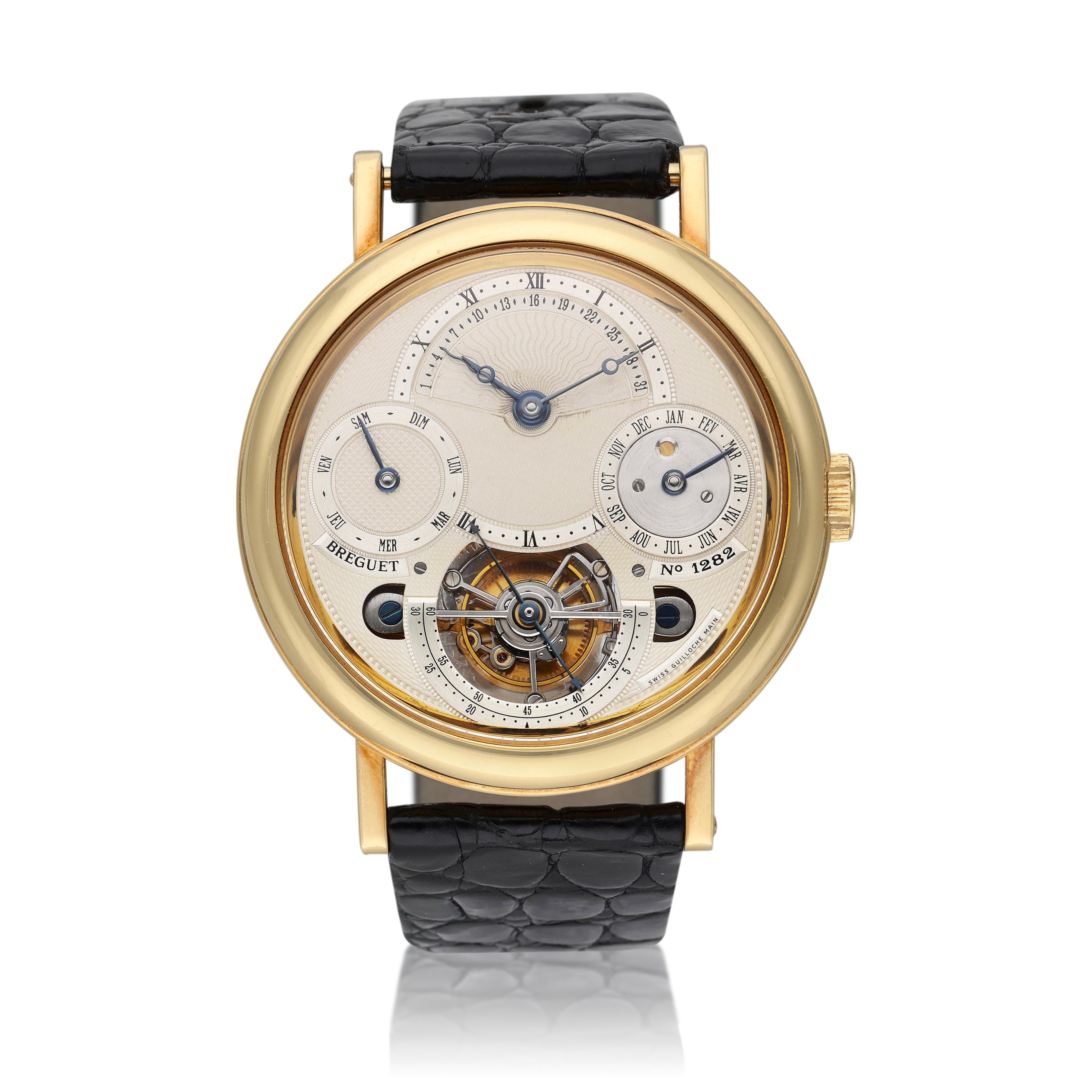 Reference 3750 | A yellow gold perpetual calendar tourbillon wristwatch ...