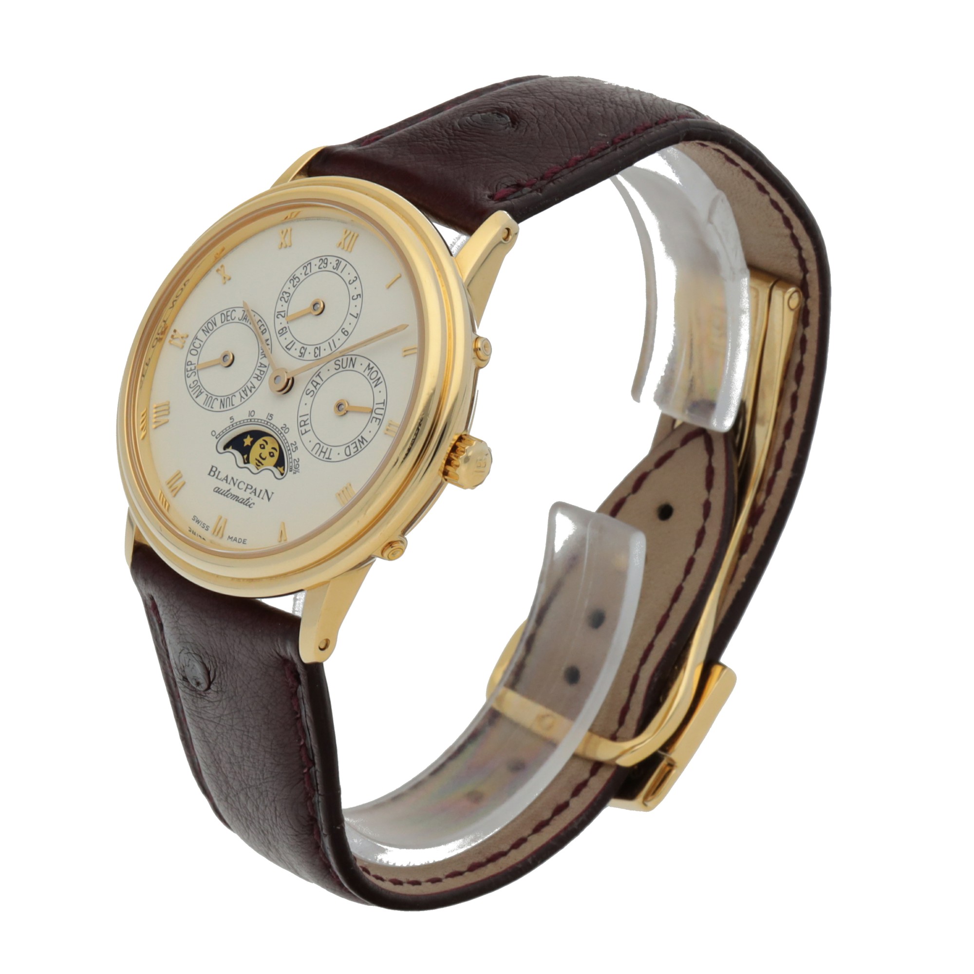 YELLOW GOLD PERPETUAL CALENDAR WRISTWATCH WITH MOON PHASES CIRCA 1995 ...