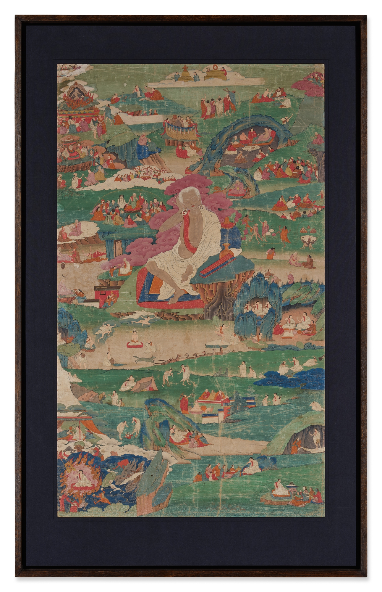 A thangka depicting episodes from the life of Milarepa, Eastern Tibet ...