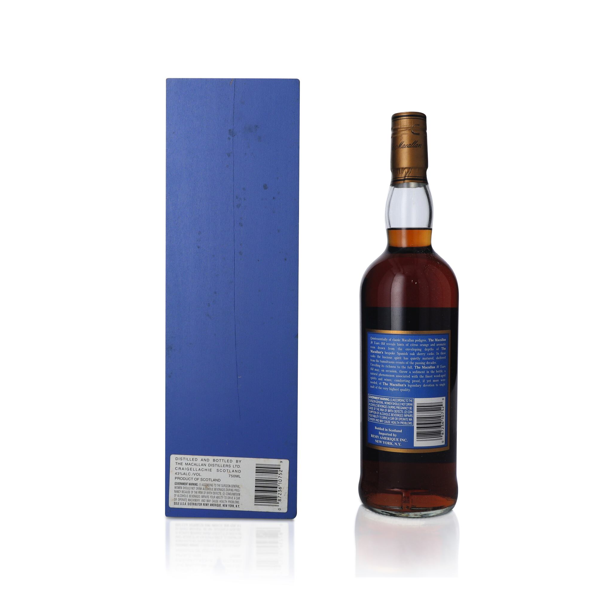 The Macallan 30 Year Old Sherry Oak Blue Box 43.0 abv NV (1 BT75 ...