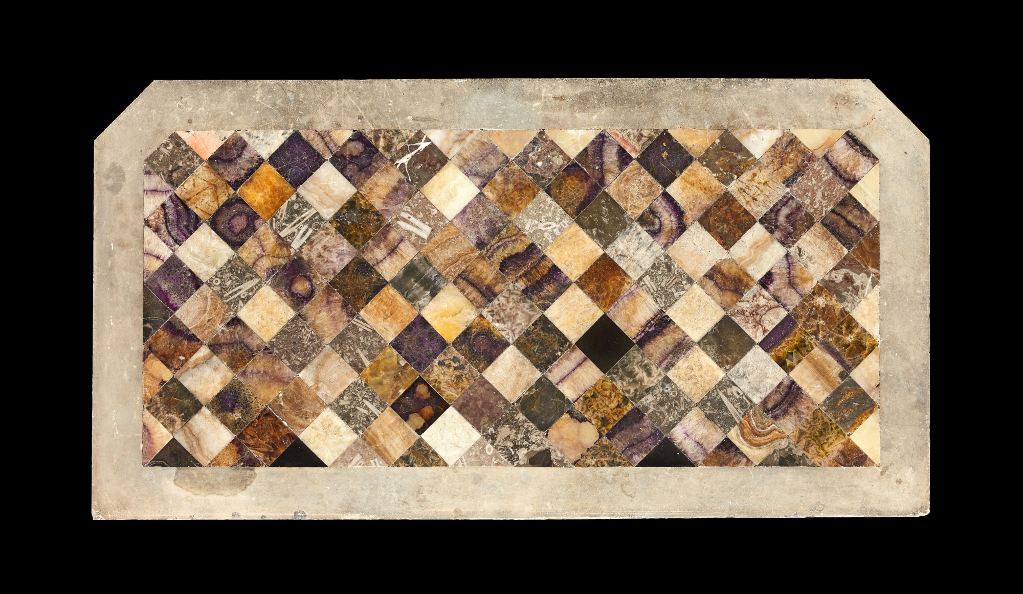 A GEORGE III PORTLAND STONE, BLUE JOHN, SPECIMEN MARBLES AND FOSSILISED ...