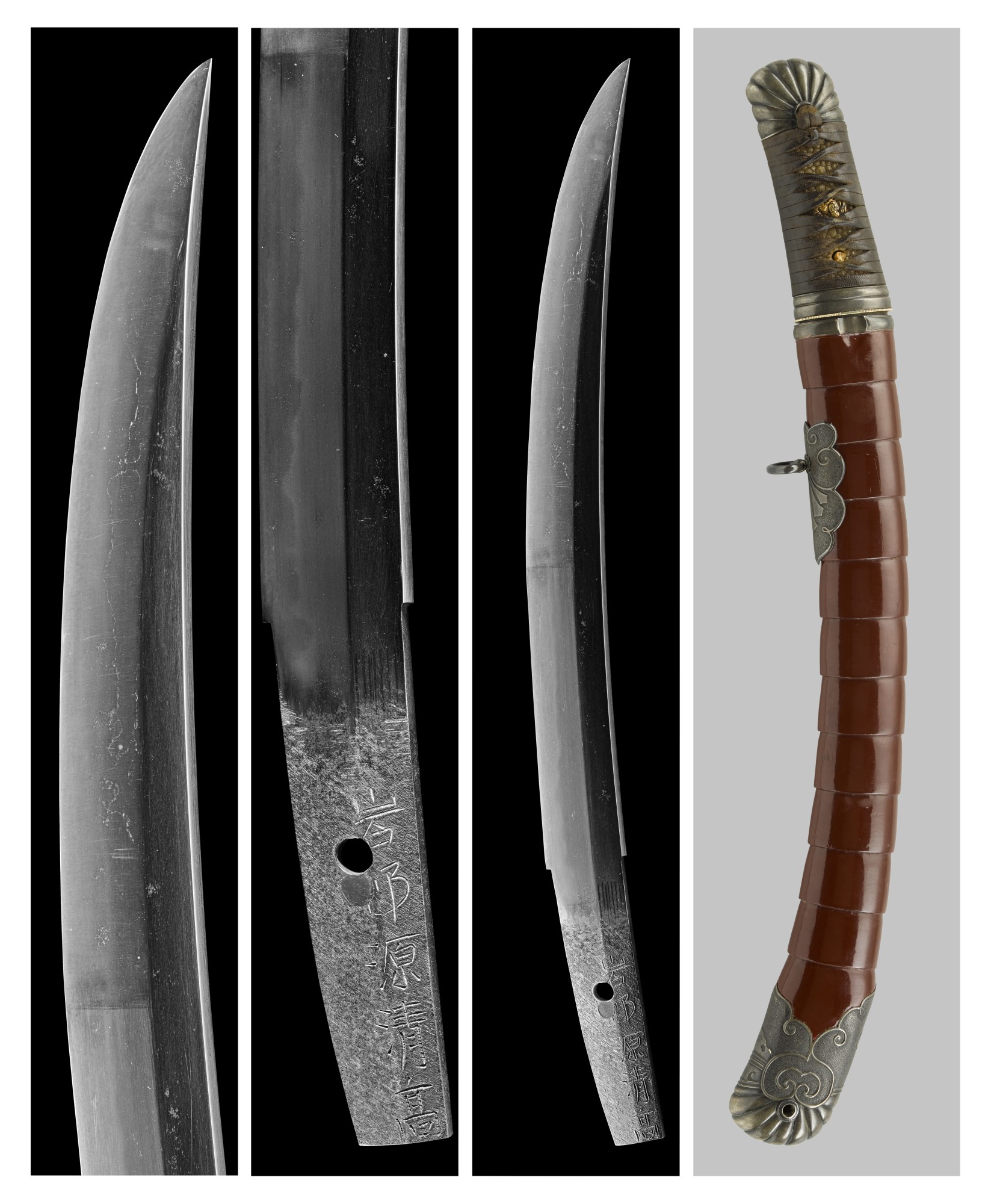 An aikuchi tanto with ebi-kizami koshirae [sword mount in the form of a ...