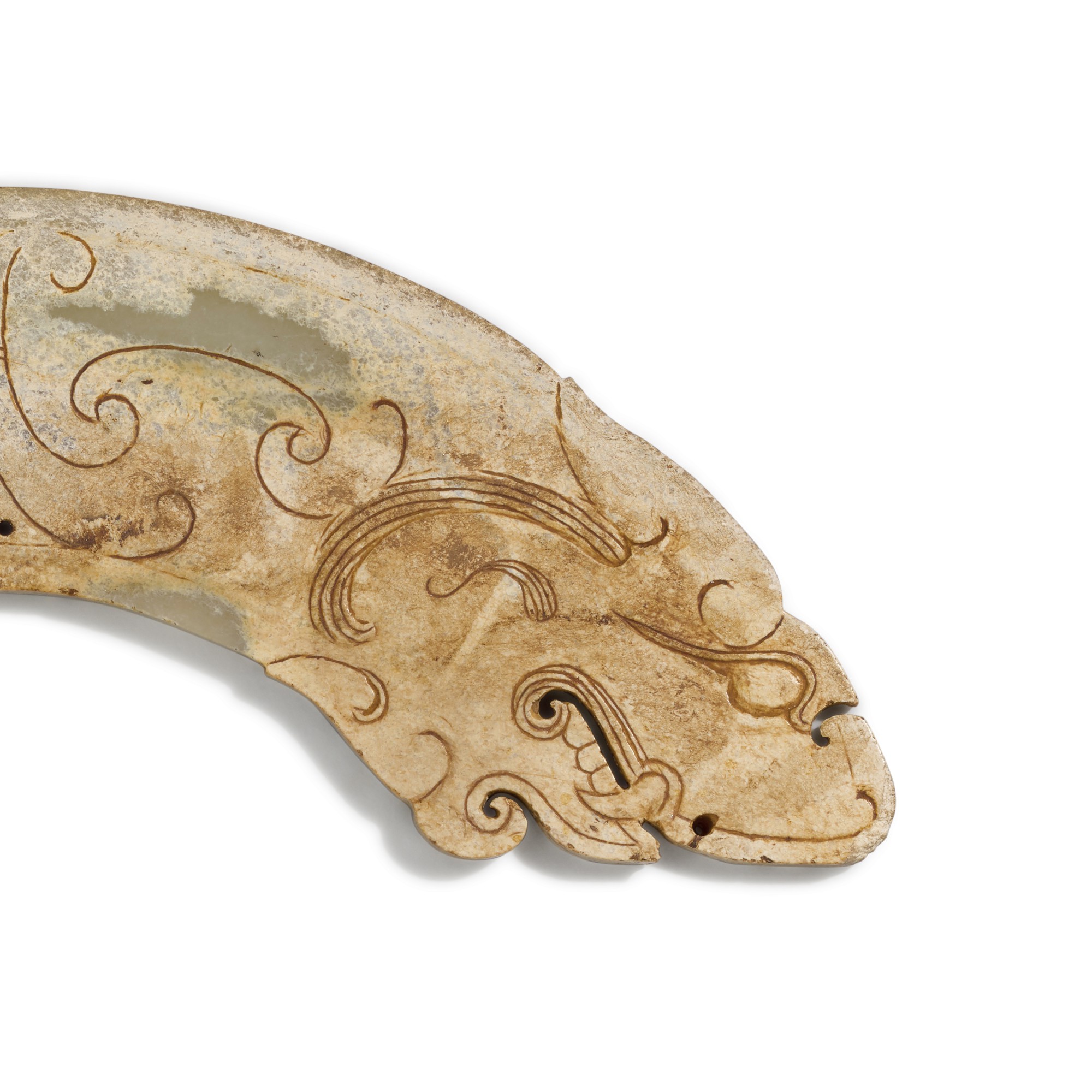 A rare celadon jade arc-shaped pendant, huang, Late Eastern Zhou ...