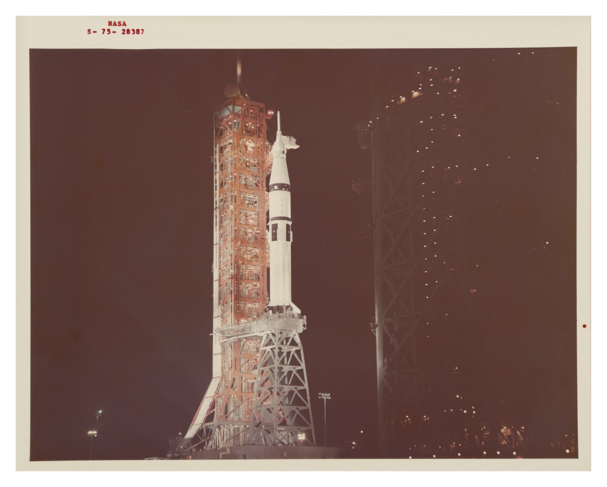 [ASTP] PRE-LAUNCH PREPARATIONS. VINTAGE NASA "RED NUMBER" PHOTOGRAPH, 2 ...