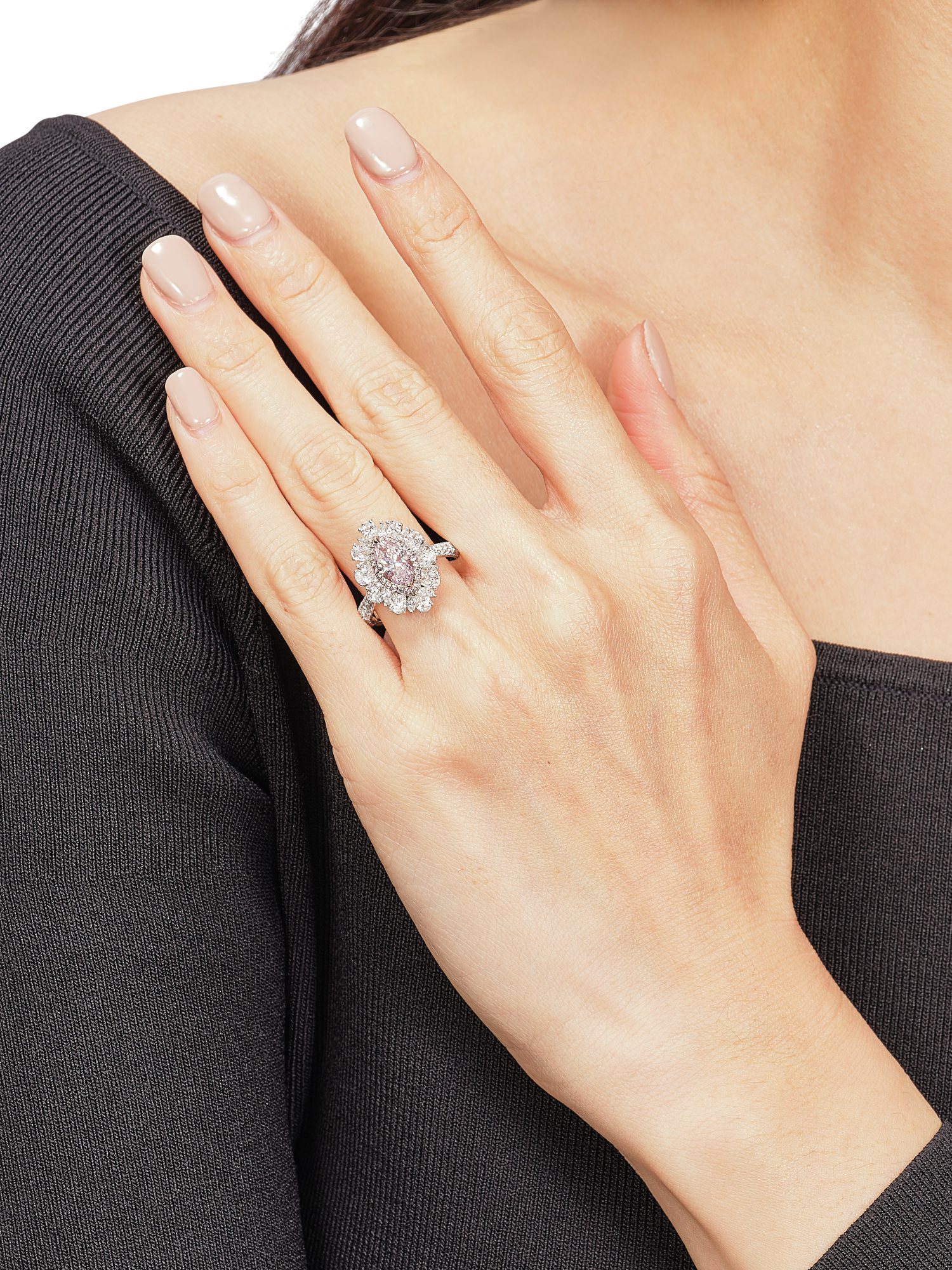 Very Light Pink Diamond and Diamond Ring | 1.11克拉 輕淡粉紅色鑽石 配 鑽石 戒指 ...