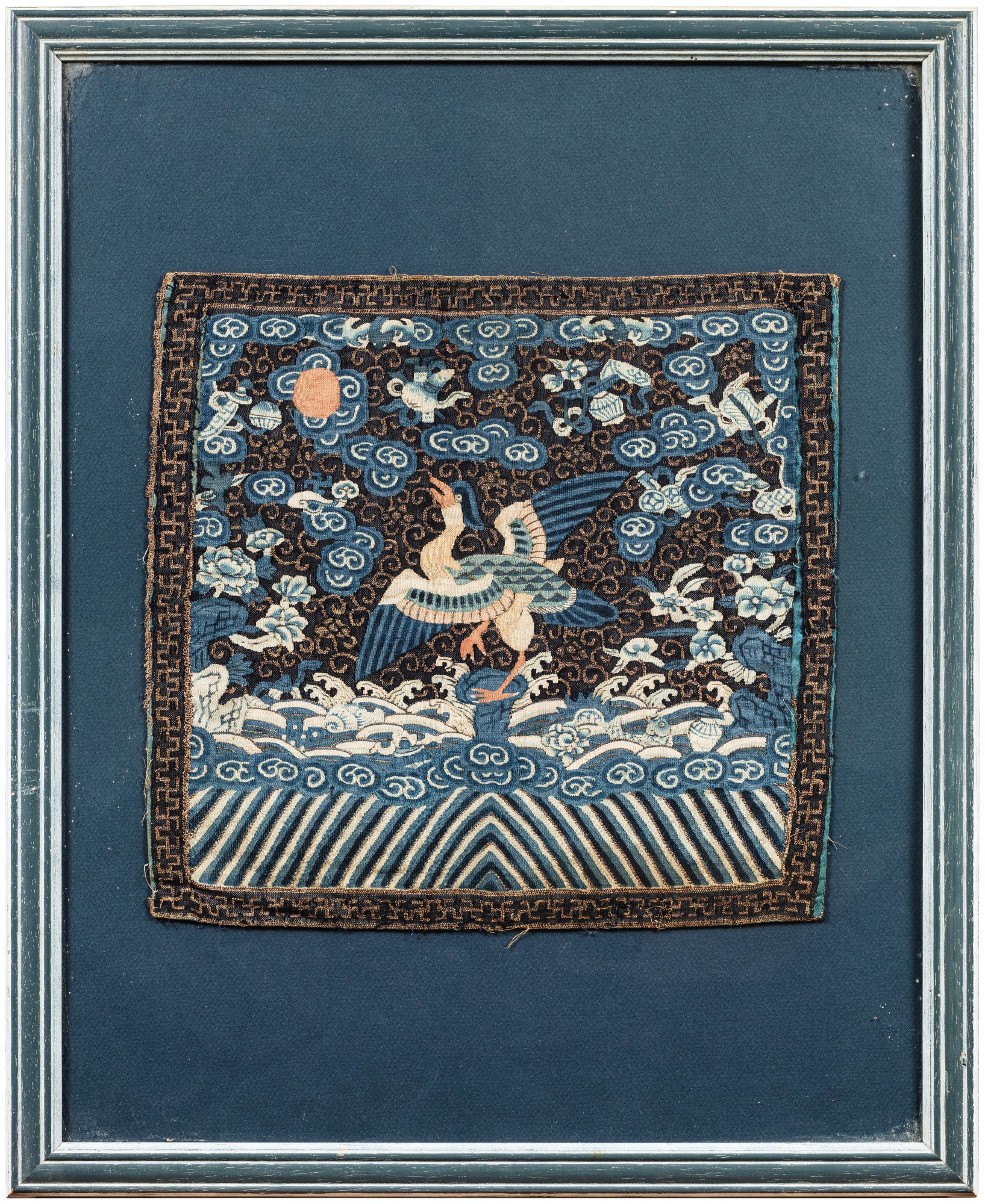 A kesi silk sixth civil rank badge of an egret, Qing dynasty, 19th ...