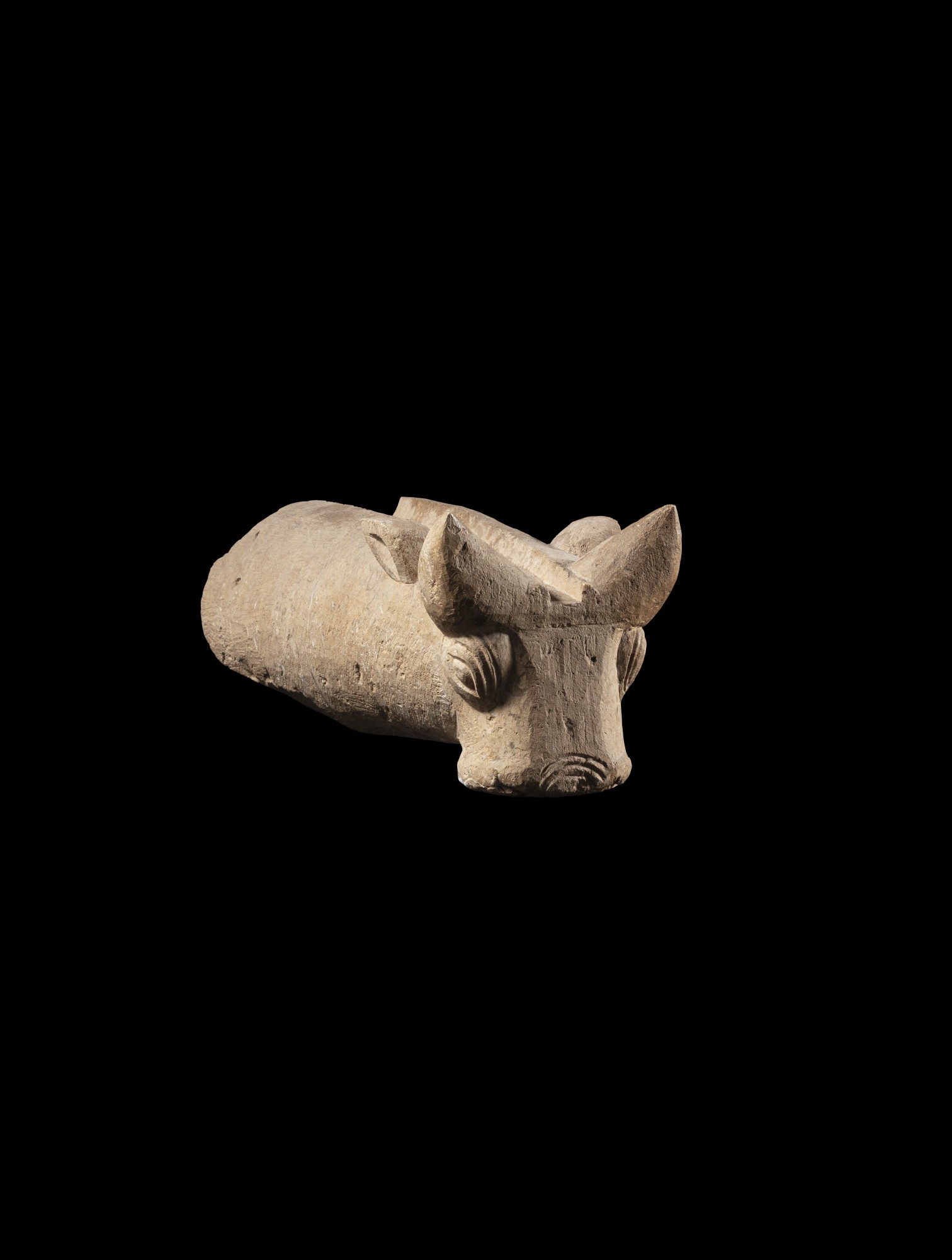 A Large South Arabian Limestone Libation Table Spout, 3rd Century B.C ...