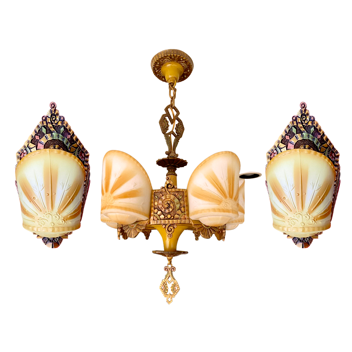Williamson & Co Vintage Polychrome Slipper Shade Light Fixtures ...