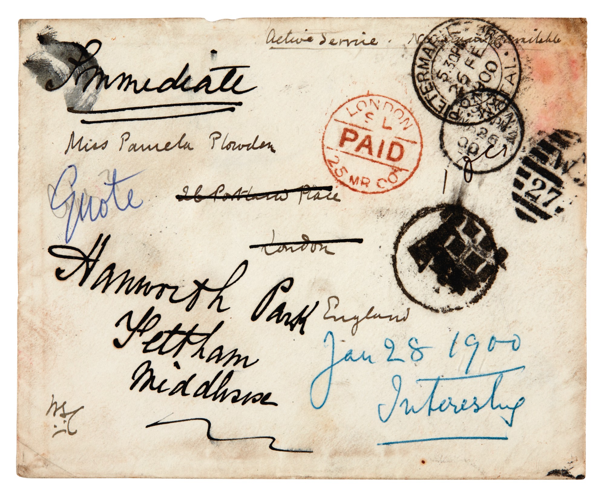 CHURCHILL | autograph letter signed, to Pamela Plowden, 1900 | The ...