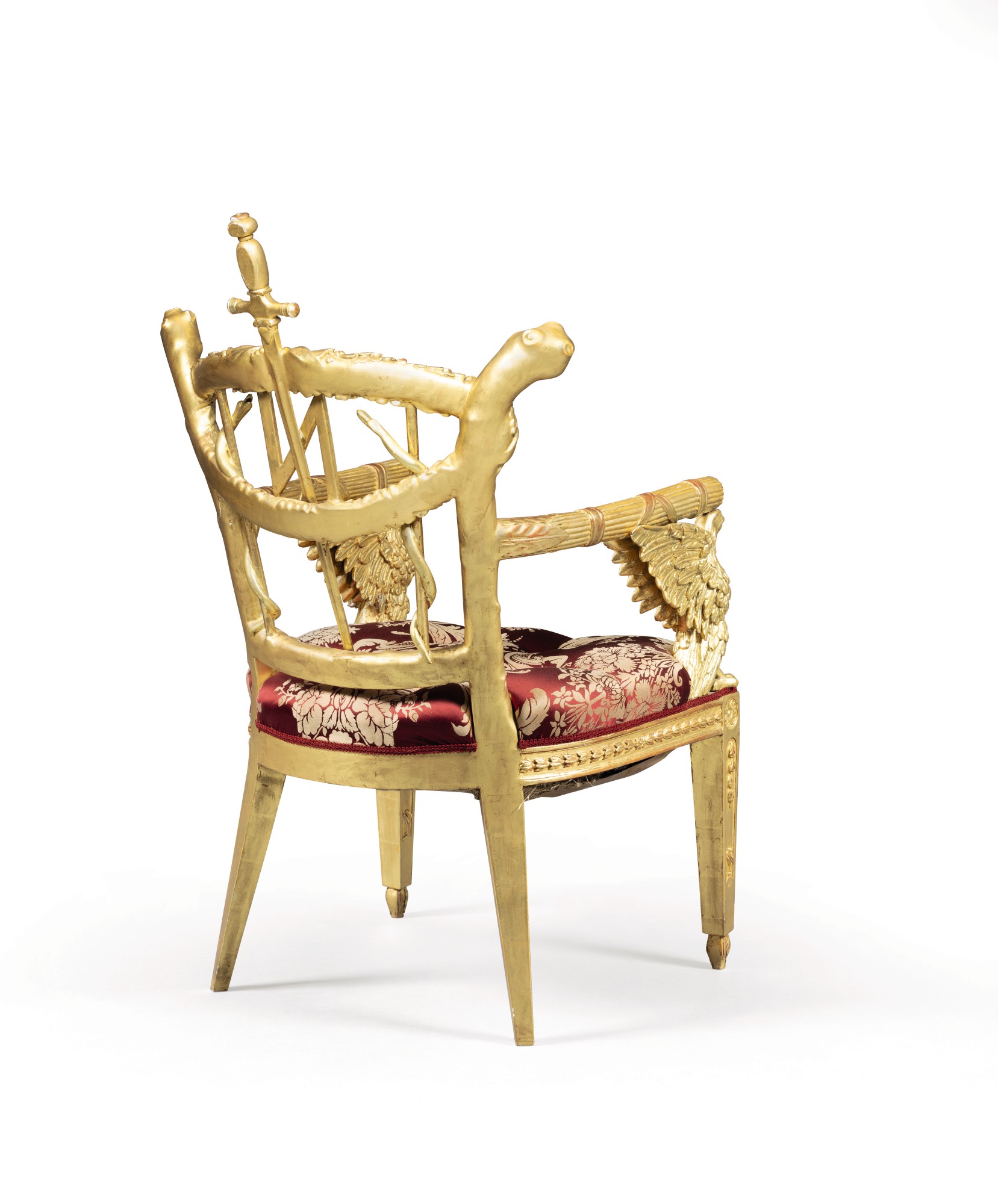 A Napoleonic style gilt bronze wood armchair, Sicilian, early 19th ...