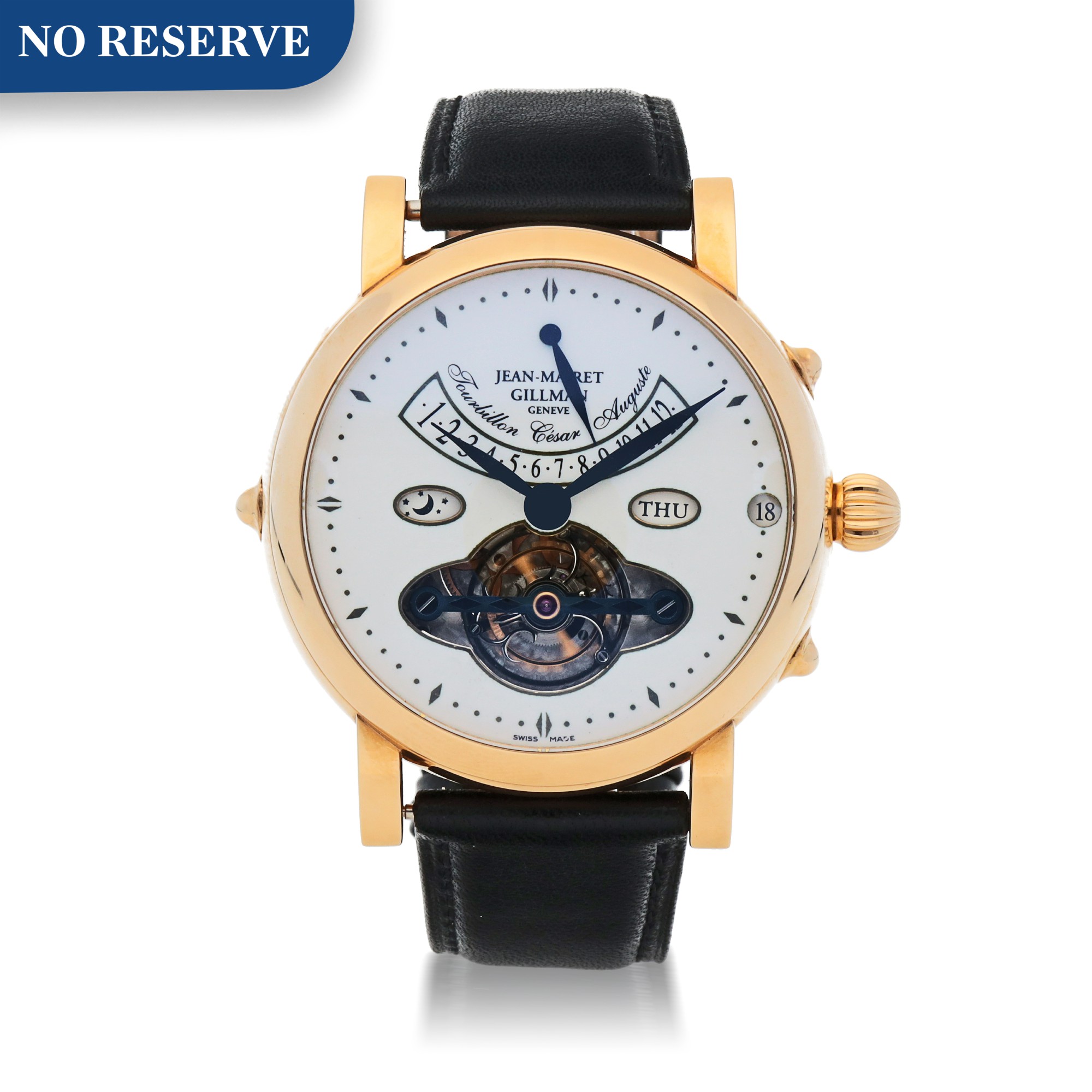 CESAR AUGUSTE PINK GOLD TOURBILLON WRISTWATCH WITH DAY, DATE, DAY/NIGHT ...