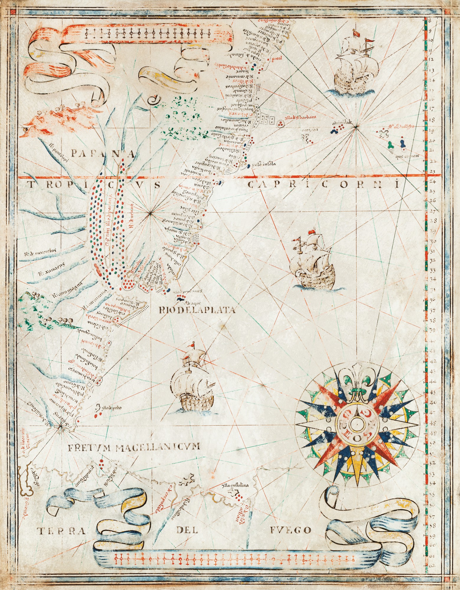 PORTULAN -- Joan MARTINES [?]. Carte portulan de la côte atlantique de ...