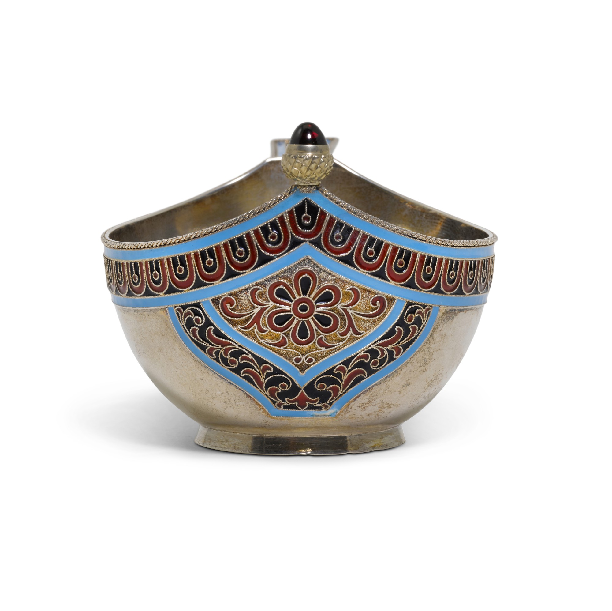 A GEM-SET PARCEL-GILT AND CLOISONNÉ ENAMEL KOVSH, GRACHEV BROTHERS, ST ...