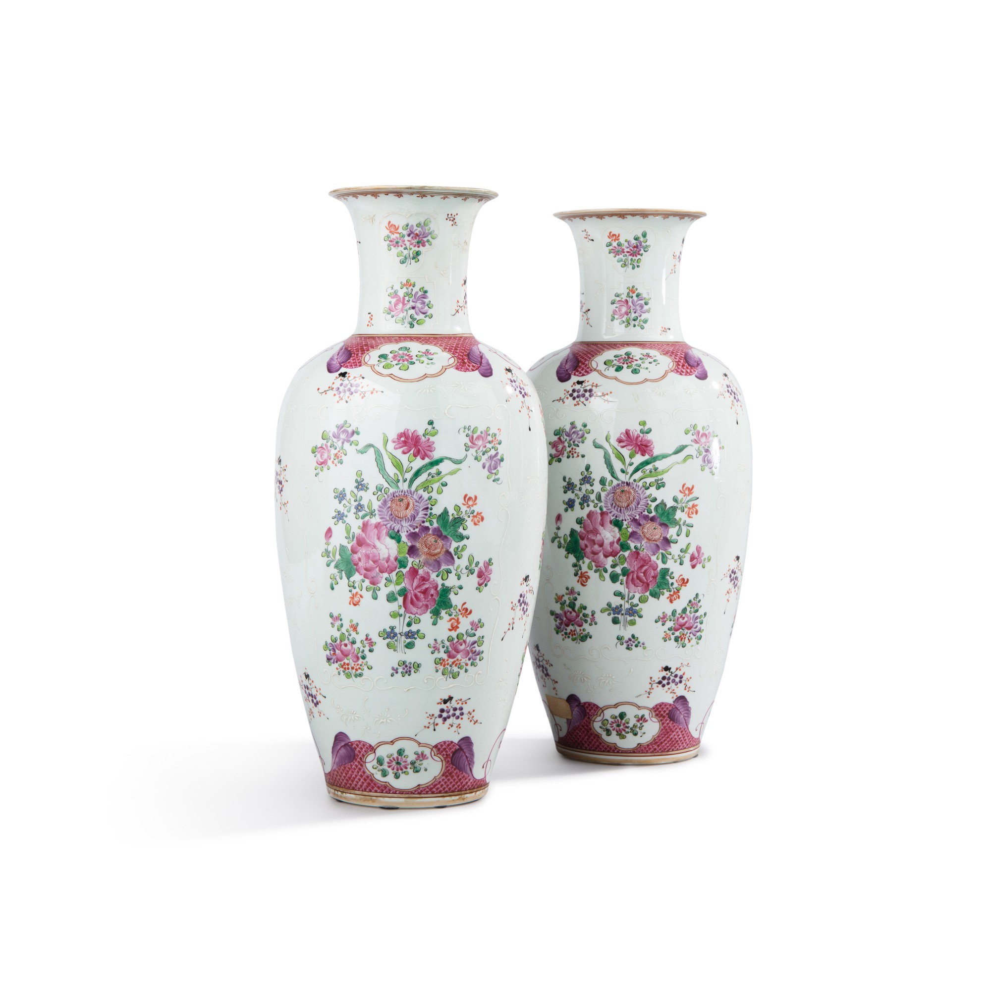 A pair of Samson porcelain armorial vases, late 19th-early 20th century ...