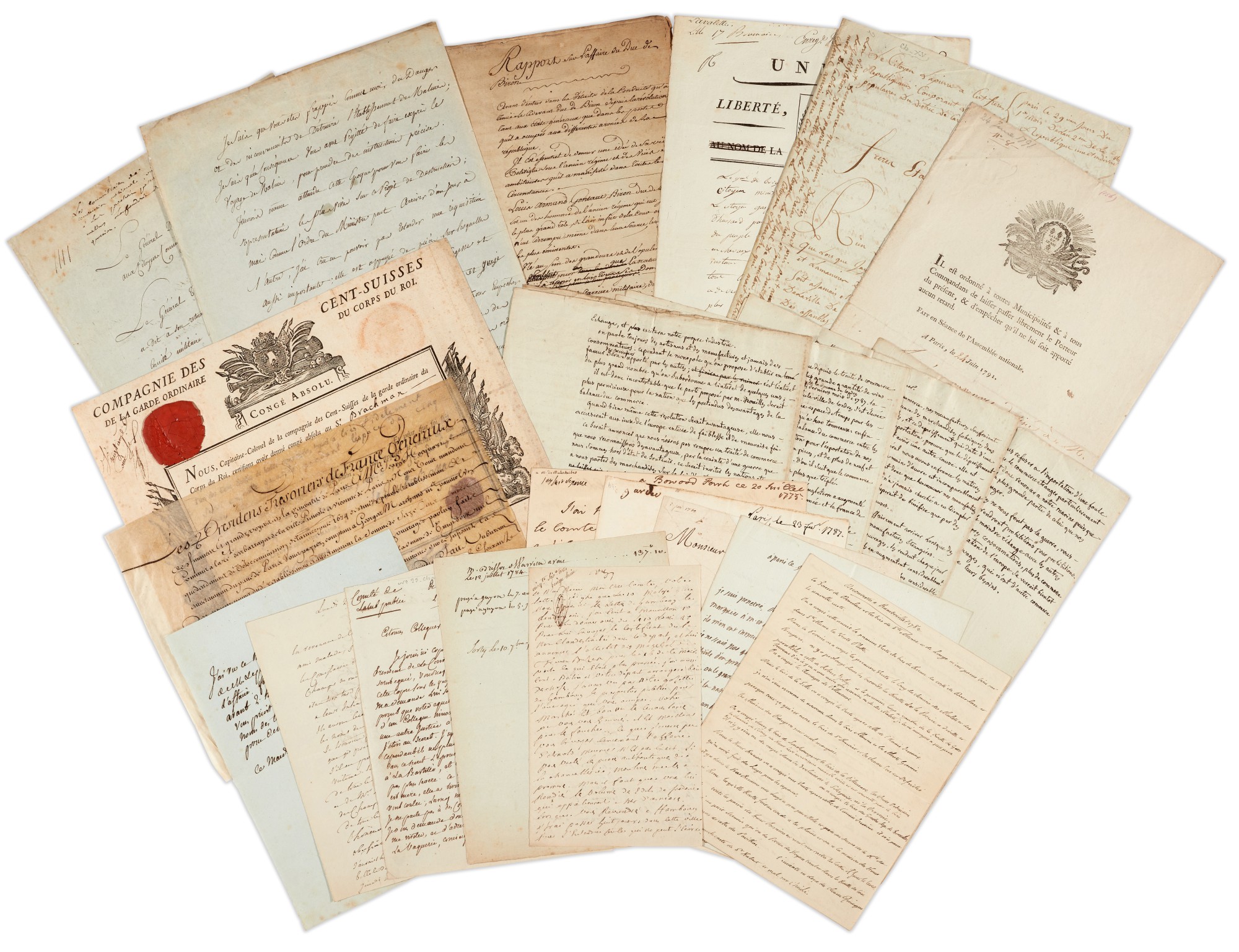 Jacques Pierre Brissot | Two autograph letters signed, with 16 other ...