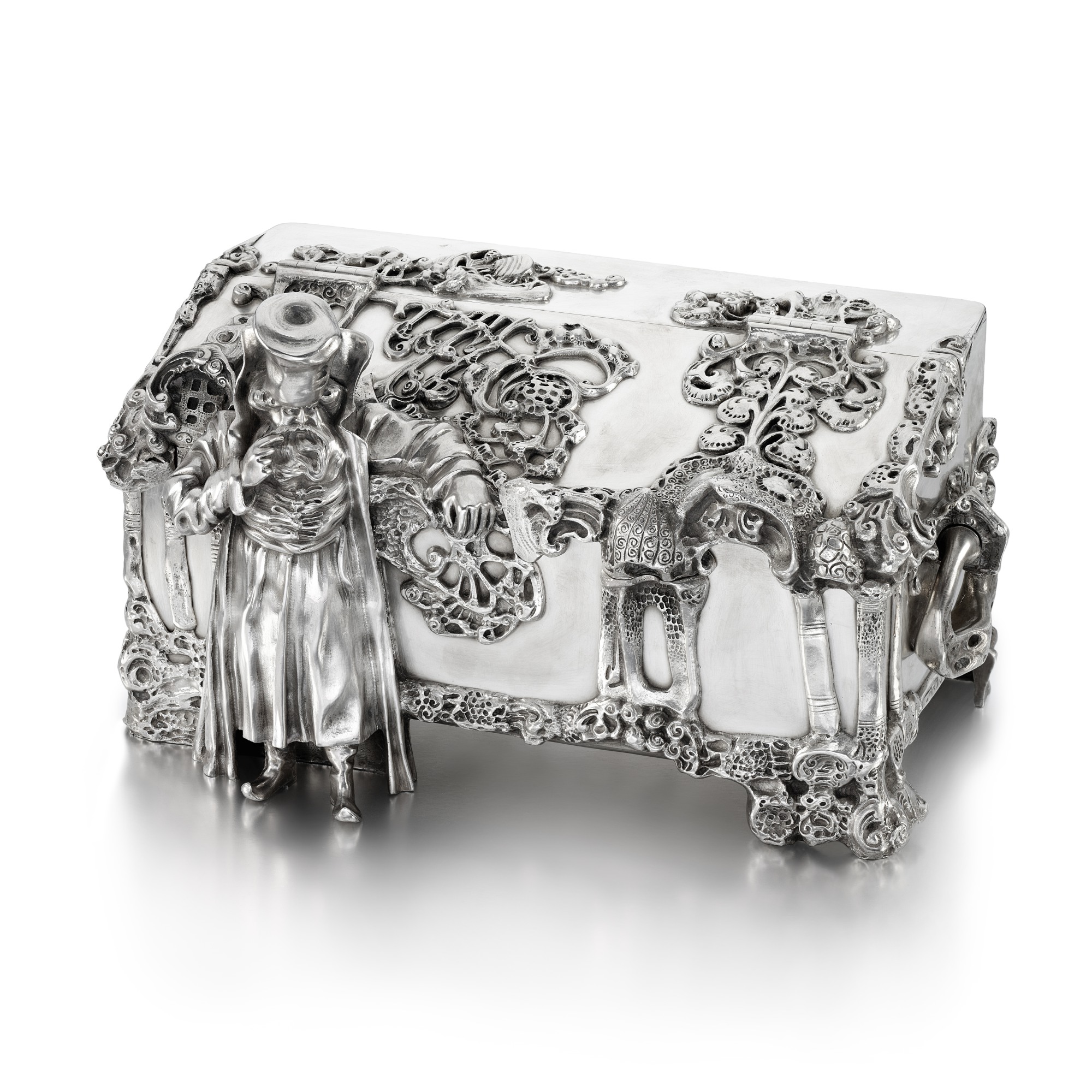 A large and important figural silver casket, Khlebnikov, Moscow, 1908 ...