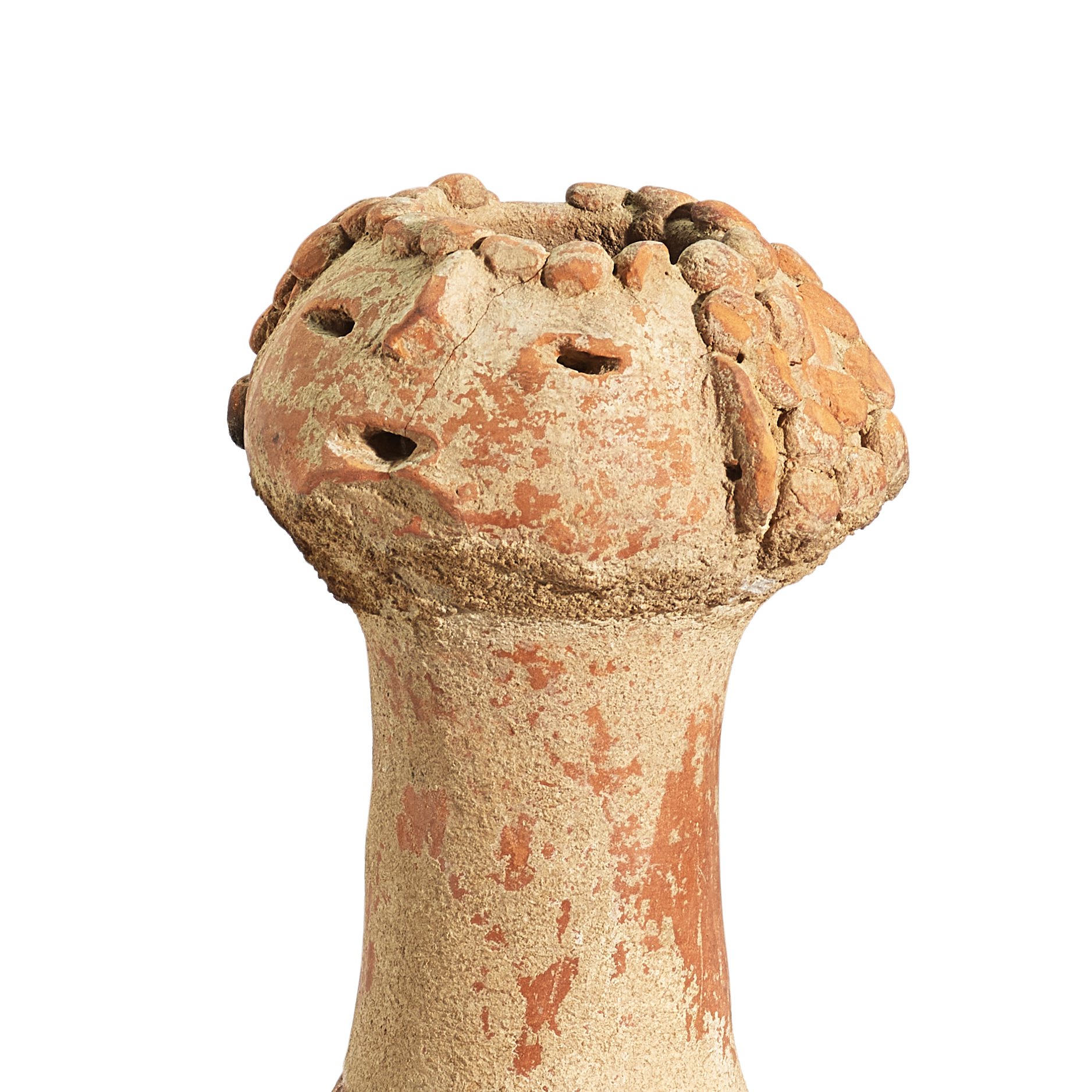 An extremely rare red pottery human-form bottle vase Yangshao culture ...