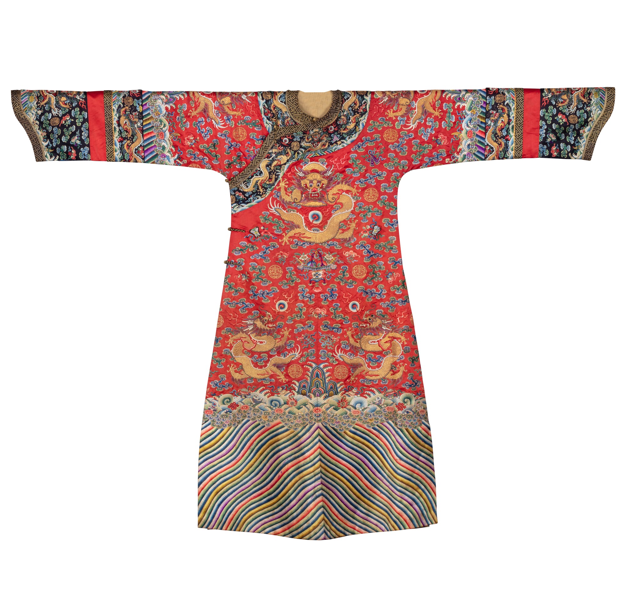A red-ground 'dragon' robe, jifu Qing dynasty, 19th century | 清十九世紀 ...