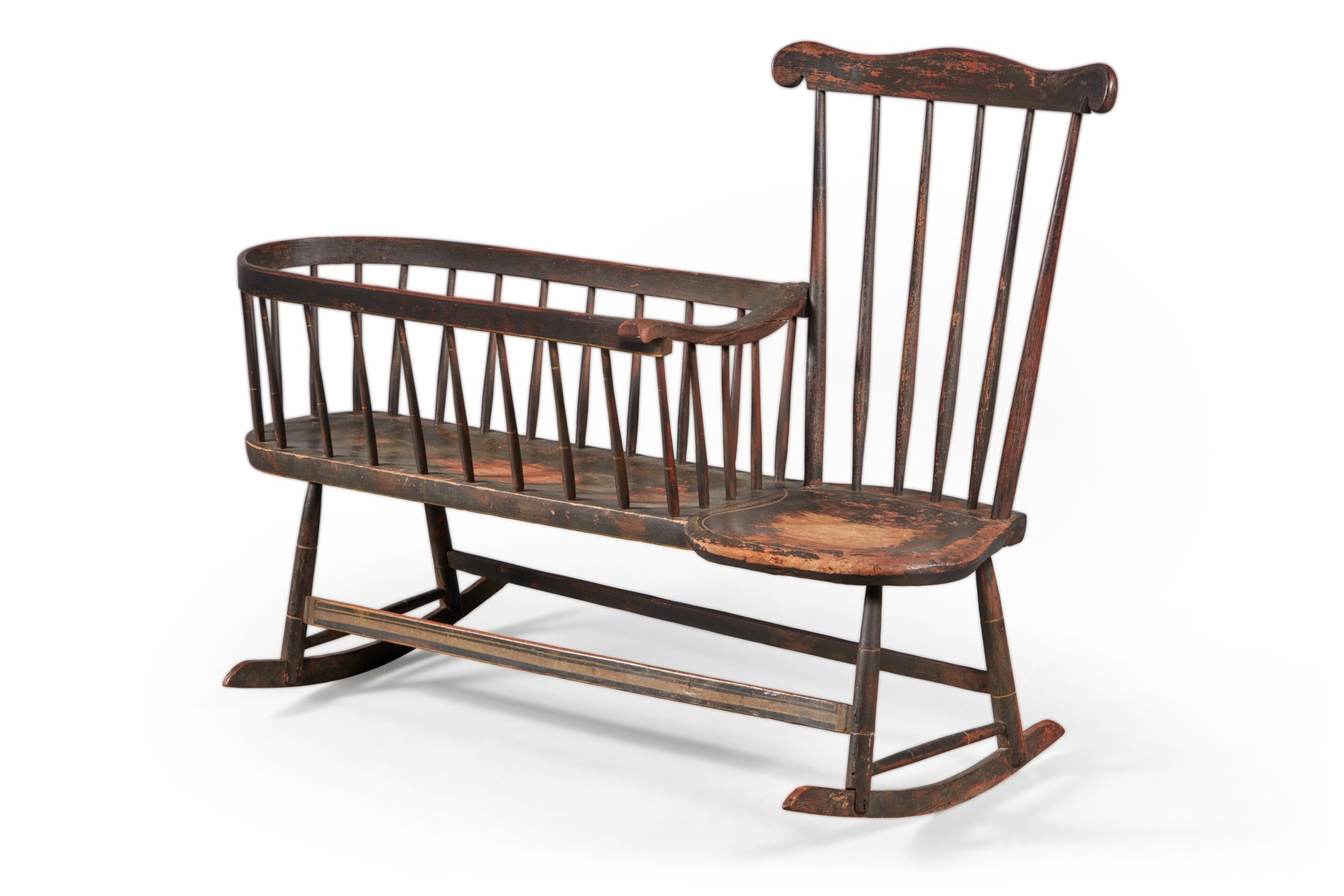 Very Fine and Extremely Rare Black Painted Rocking Fan-Back Windsor ...