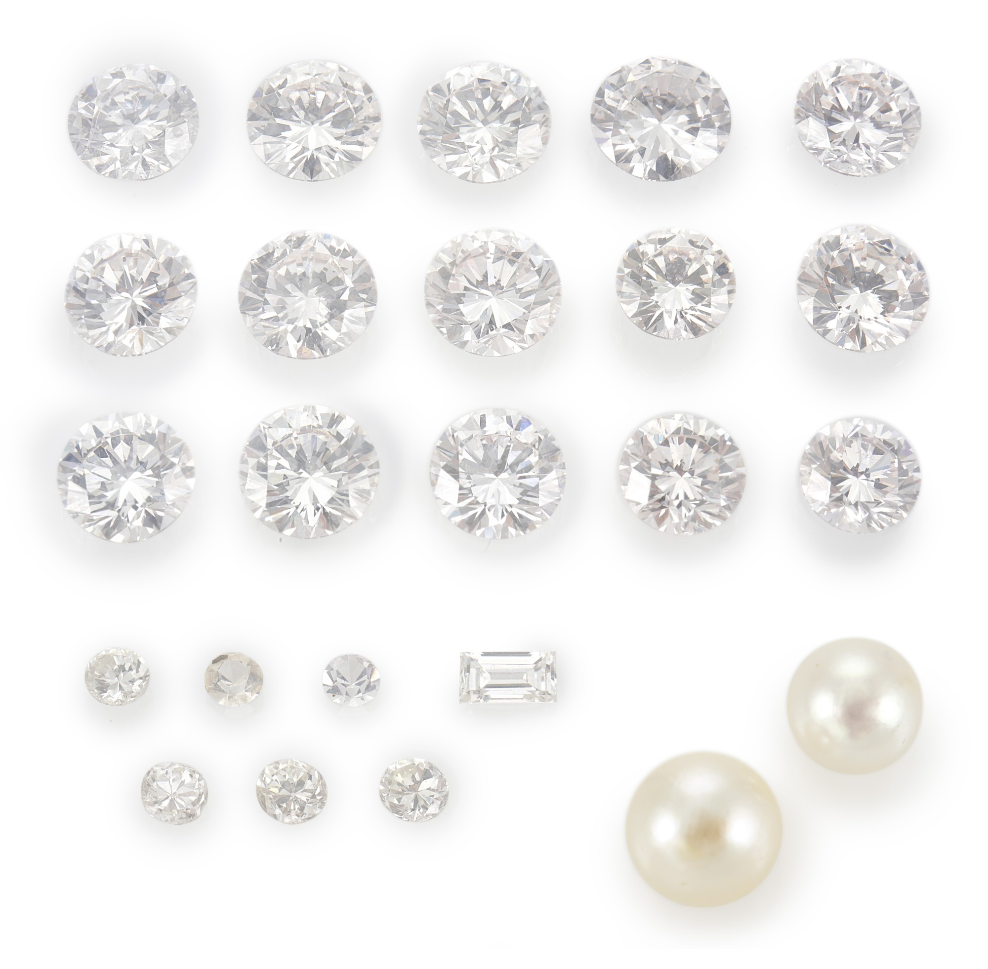 COLLECTION OF LOOSE DIAMONDS AND TWO CULTURED PEARLS (COLLEZIONE DI ...