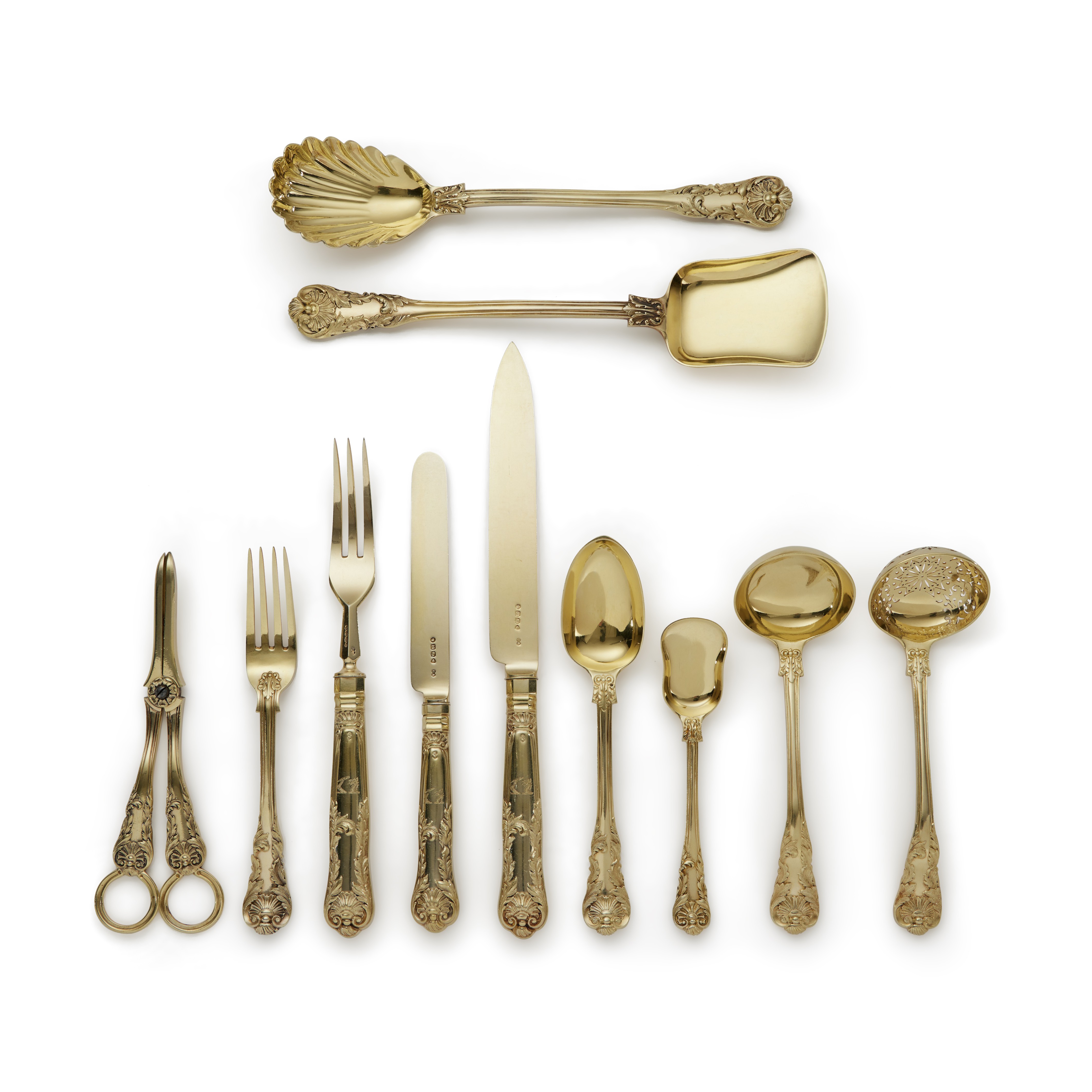 A Victorian Silver-Gilt Dessert Flatware Service, George W. Adams ...