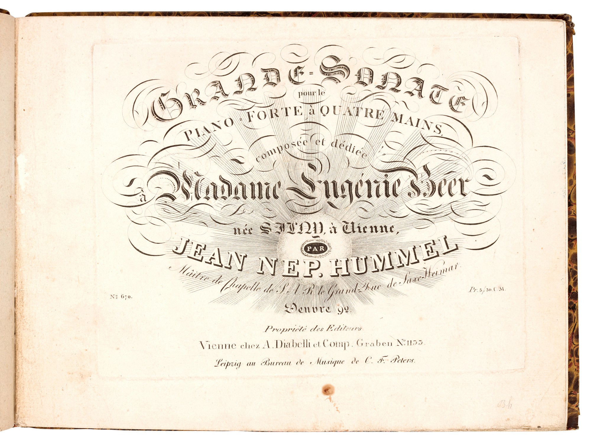 J.N. Hummel. Collection of first and early editions for piano and for ...