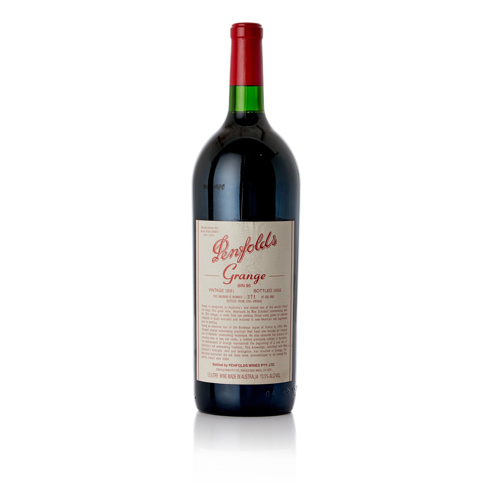 Penfolds Grange, Bin 95 1991 (1 MAG) | Large Format Extravaganza ...