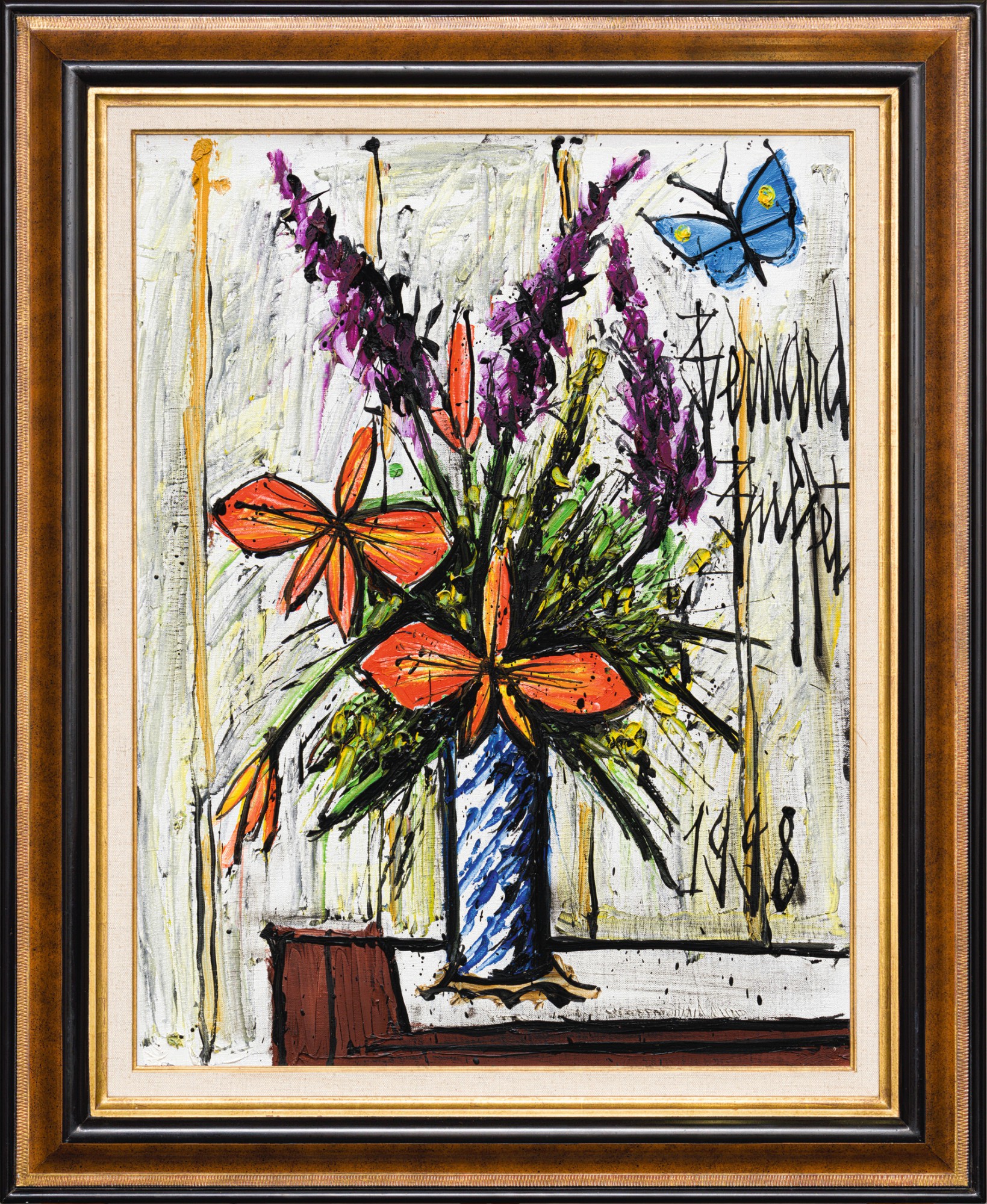 BERNARD BUFFET | BOUQUET DANS UN VASE BLEU ET BLANC | Impressionist ...