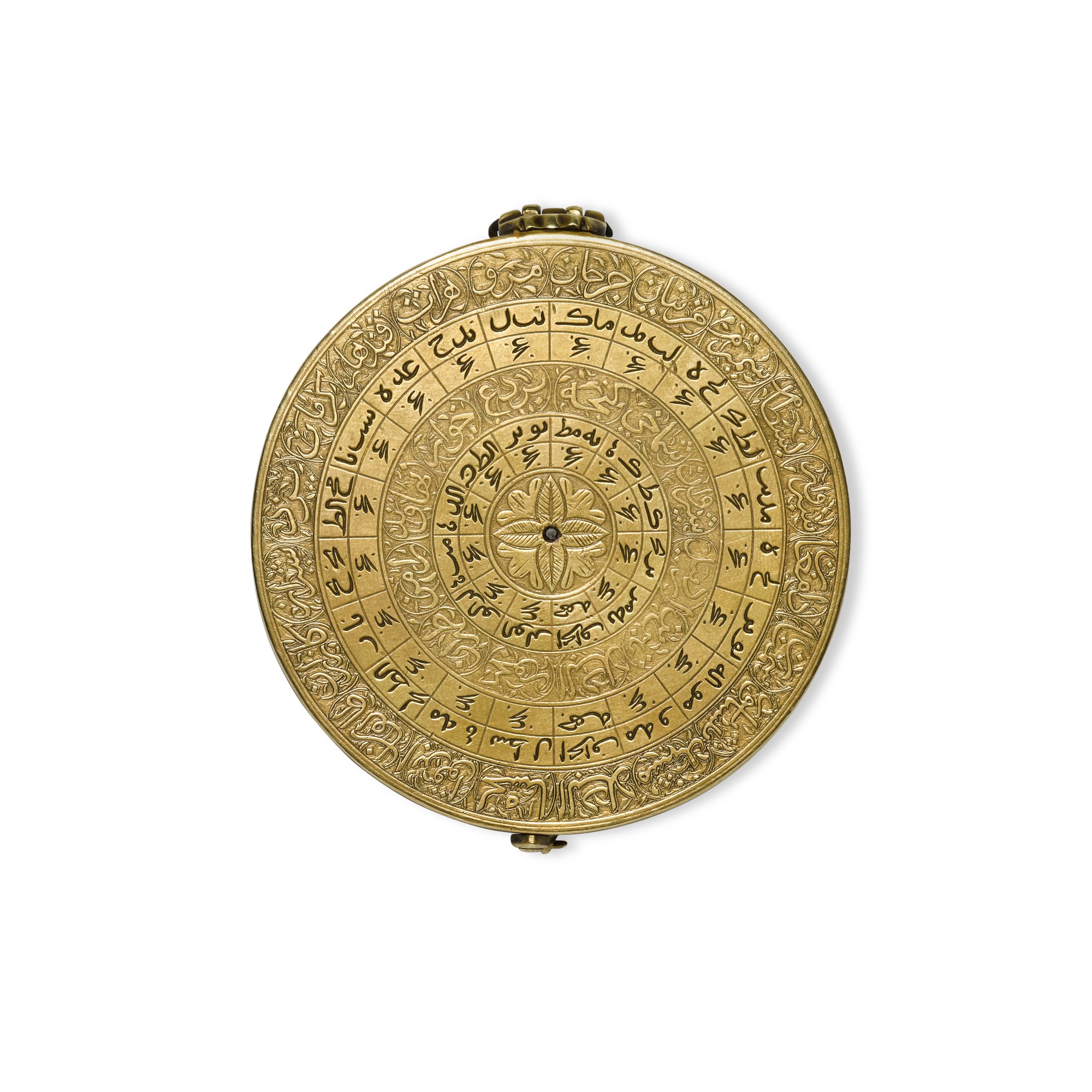 A Safavid engraved Qibla-indicator with compass and markings to Mecca ...