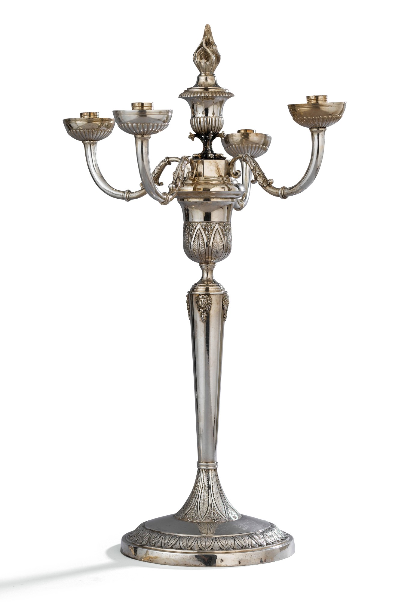 A SET OF FOUR-SILVER FIVE-LIGHT CANDELABRA, STEFANO FEDELI, ROME, CIRCA ...