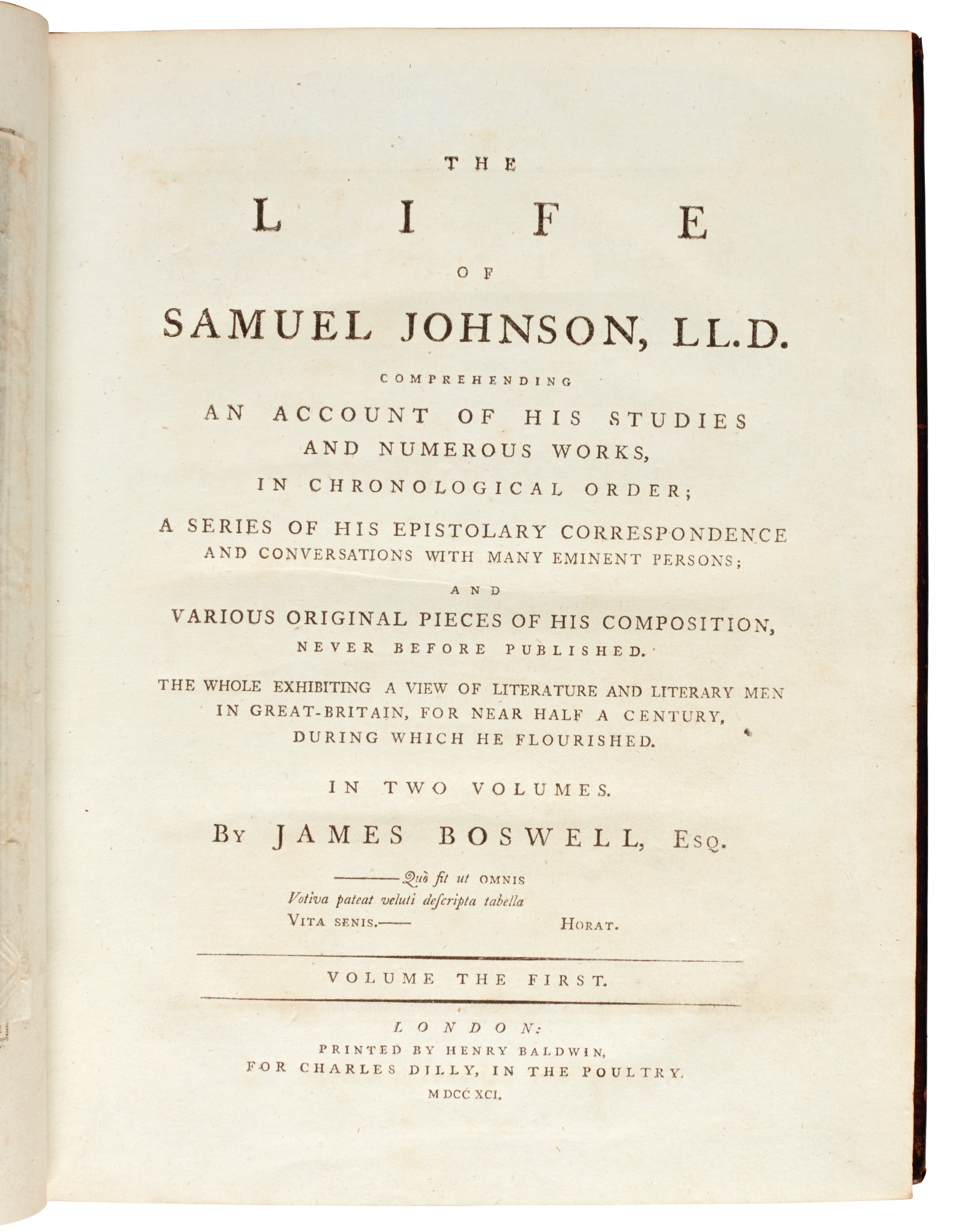 BOSWELL | The Life of Samuel Johnson, 1791 | English Literature ...