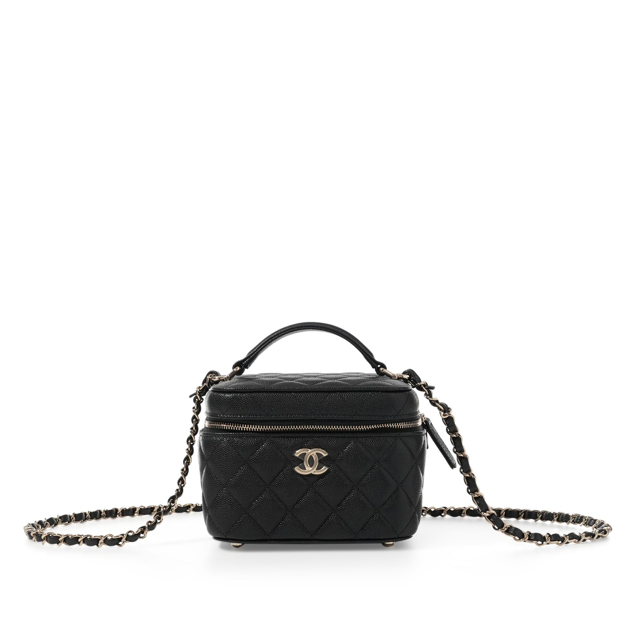 Chanel Black Quilted Caviar Top Handle Vanity Case Gold Hardware, 2022 ...