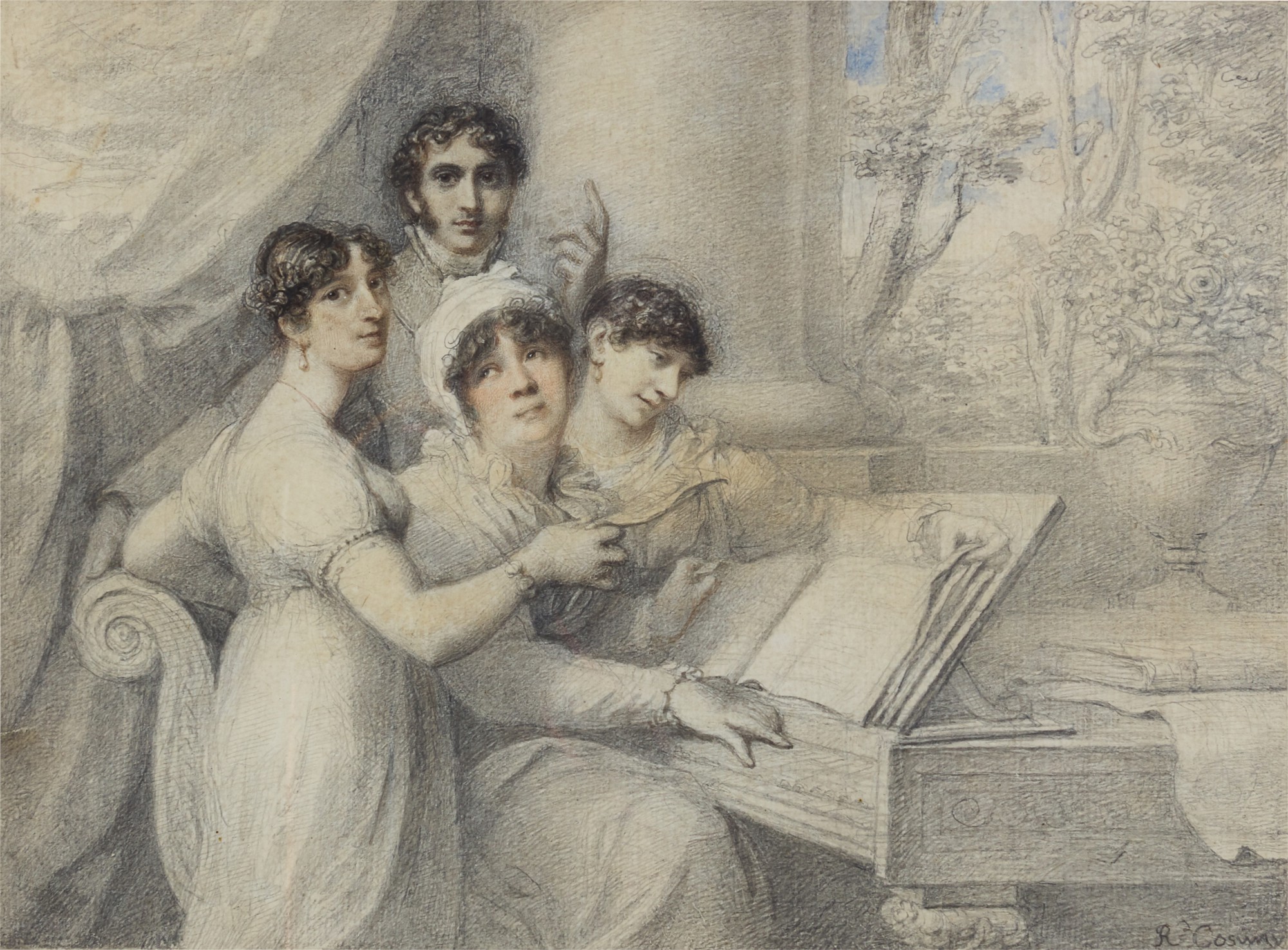 A group portrait of musicians, traditionally identified as John Braham ...