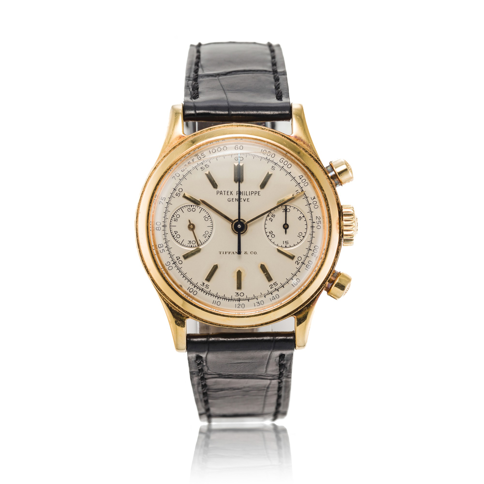 Reference 1463 | Retailed by Tiffany & Co.: A yellow gold chronograph ...